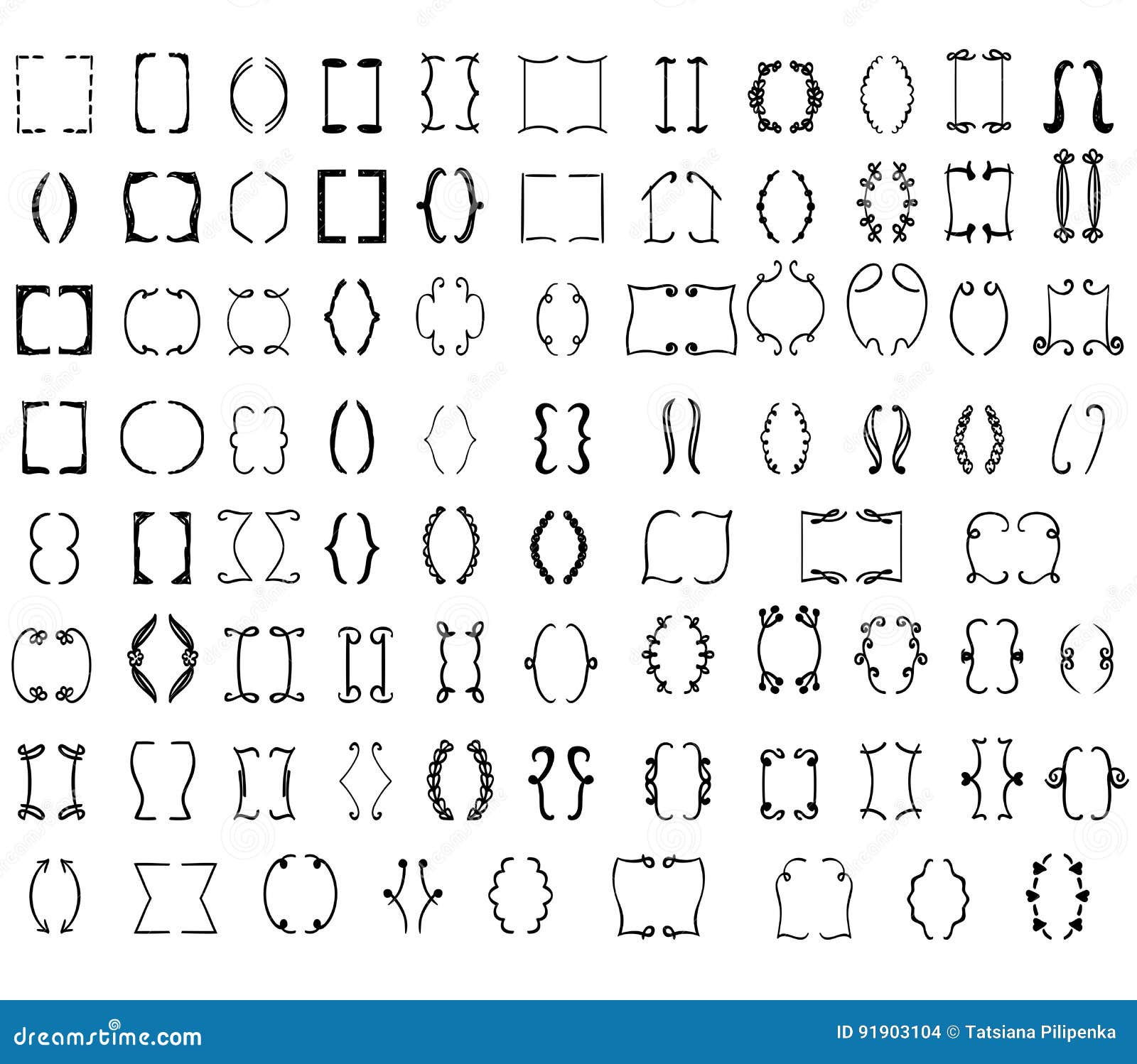 Set of brackets stock vector. Illustration of calligraphic - 91903104