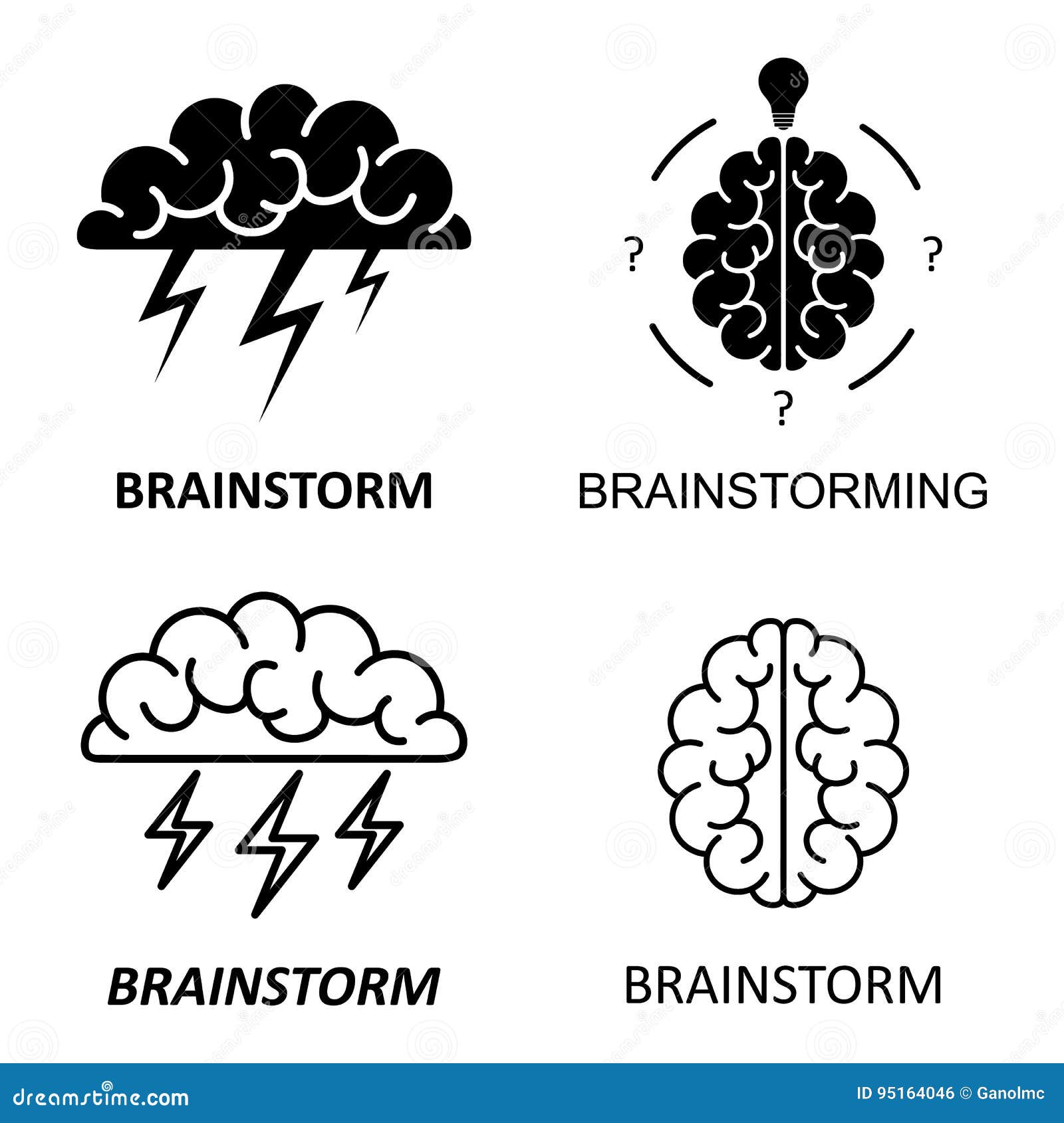 Set of Brain, Brainstorming, Idea, Creativity Logo and Icons. Vector ...