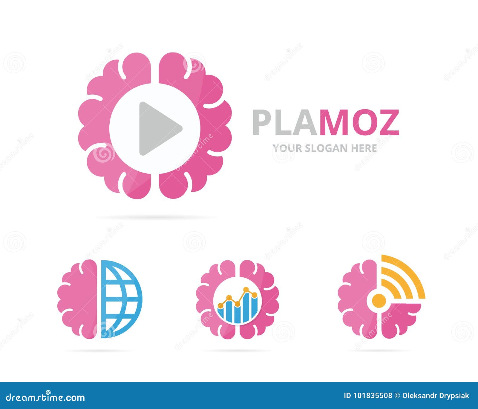 Set of Brain Logo Combination. Education and Record Symbol or Icon ...