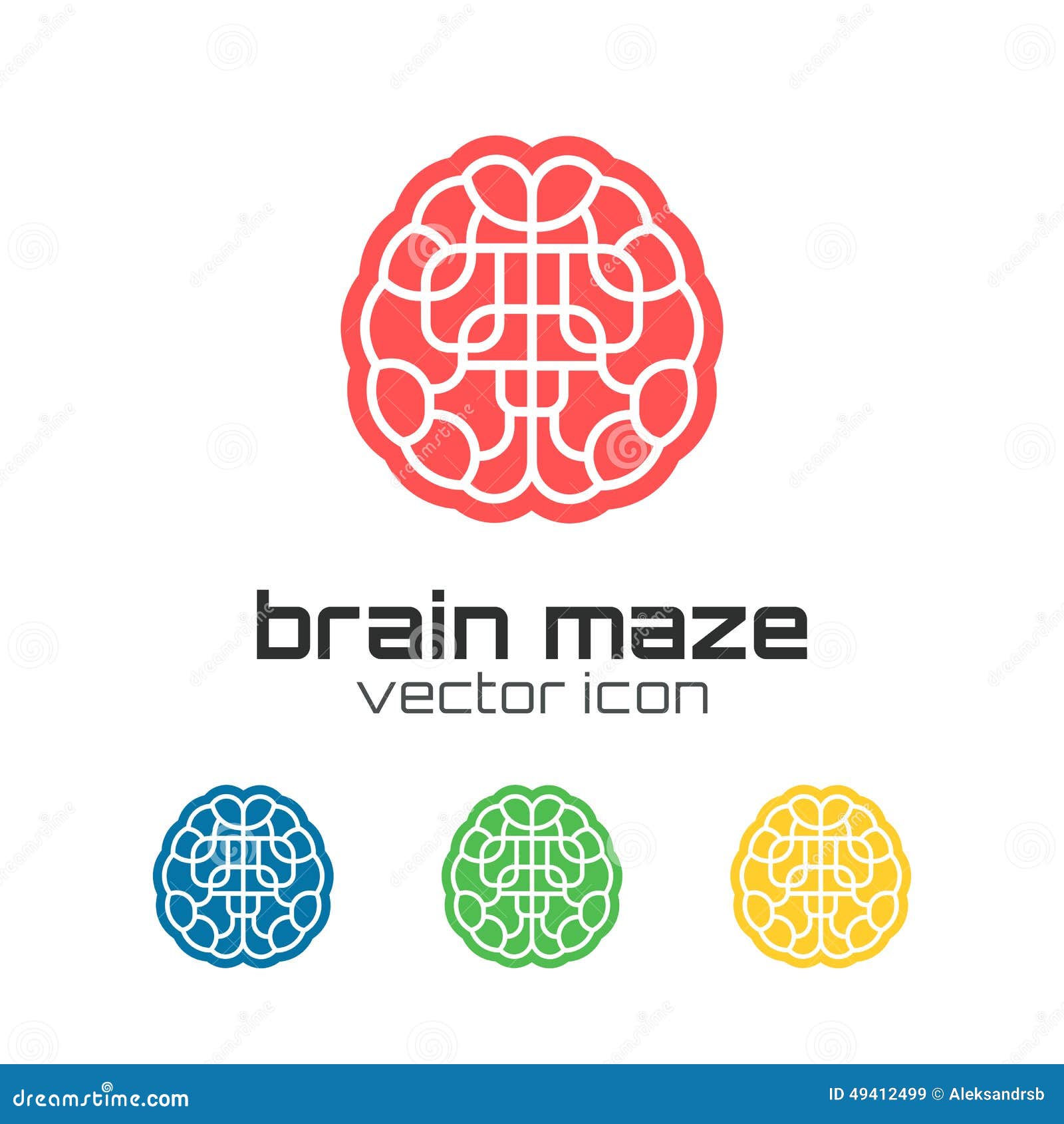 Set of brain maze icons stock vector. Illustration of bright - 49412499