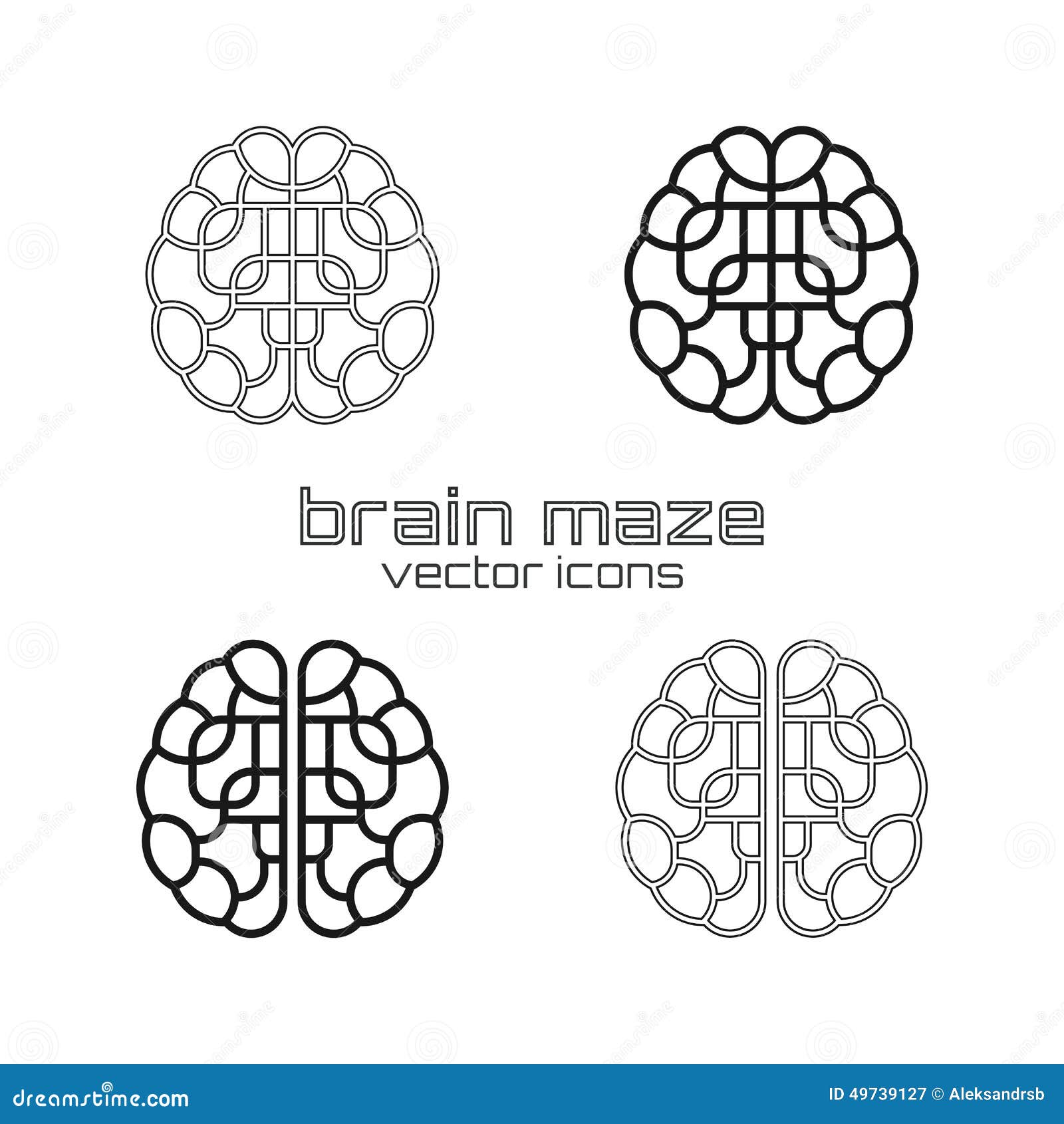 Set of brain maze icons stock vector. Illustration of brainstorm - 49739127