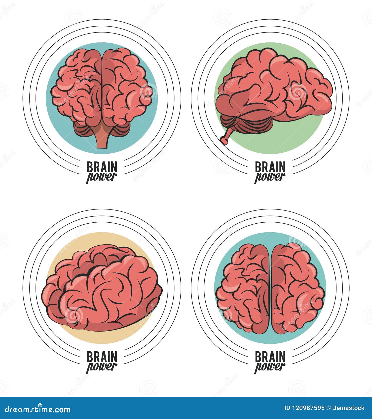 Set of brain power emblems stock vector. Illustration of science ...