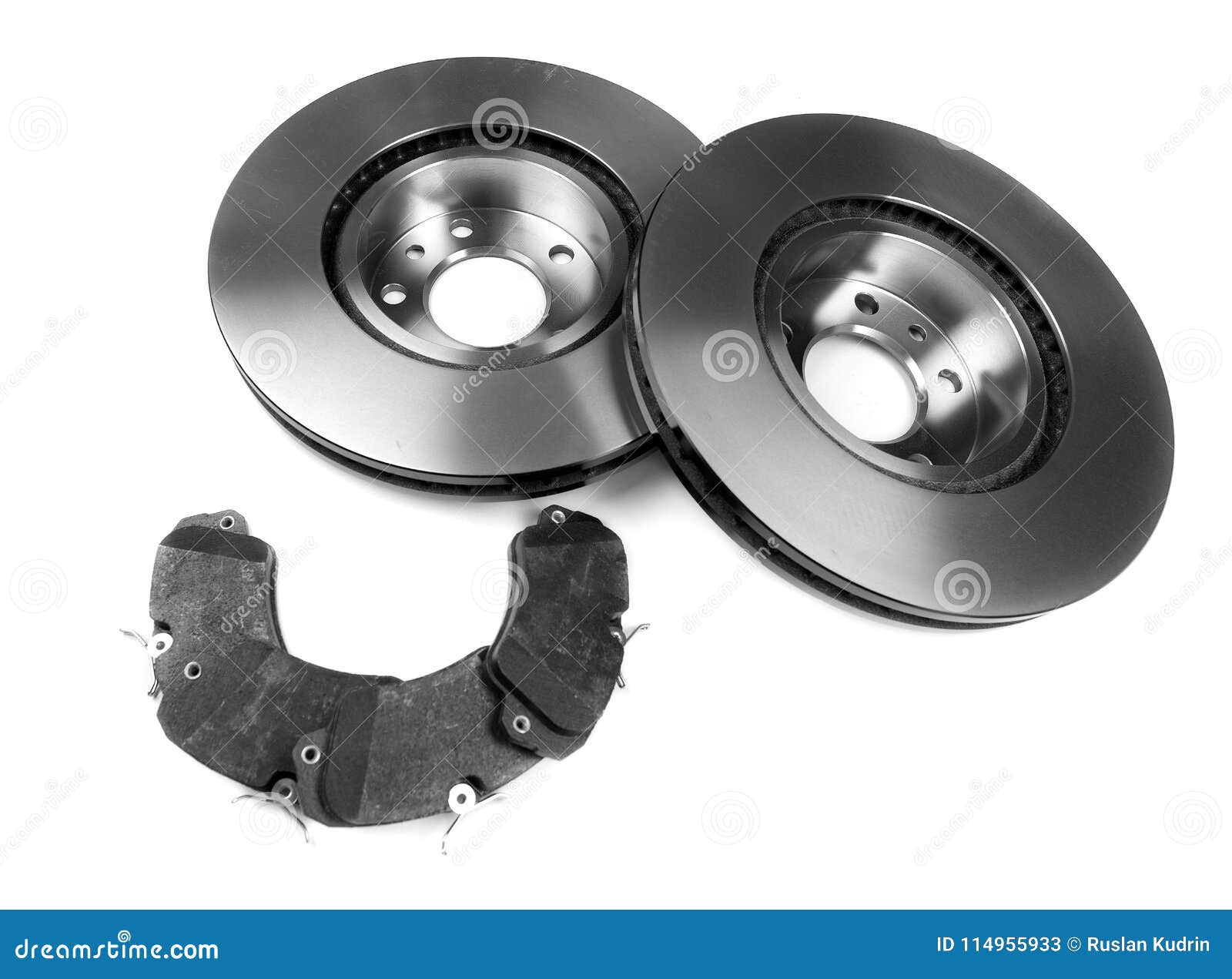 Set of Brake Discs and Pads. Stock Image - Image of caliper, automotive ...