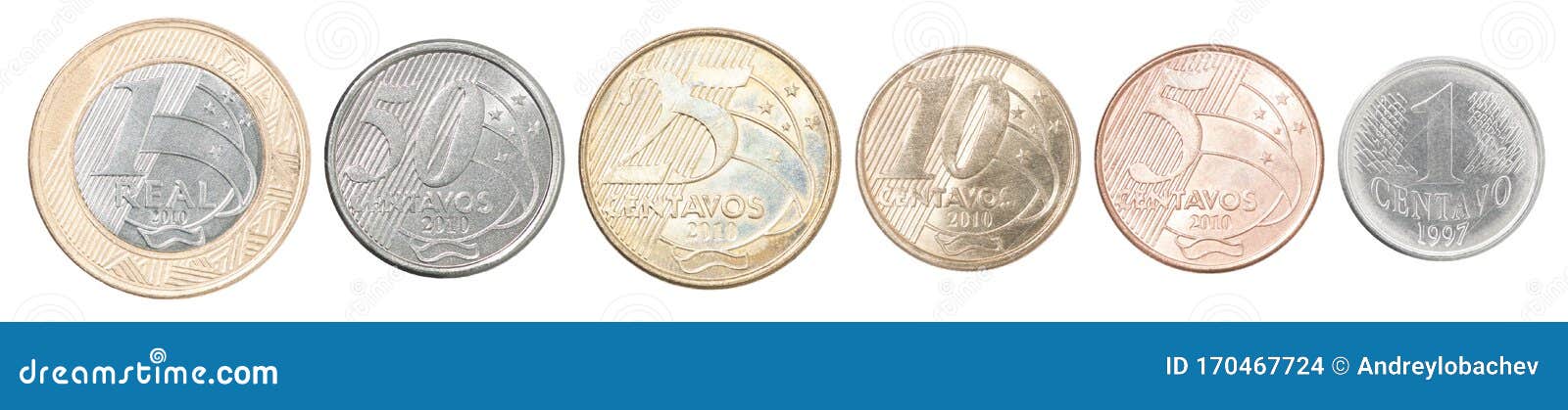Set of Brazilian coins stock photo. Image of white, coin - 170467724