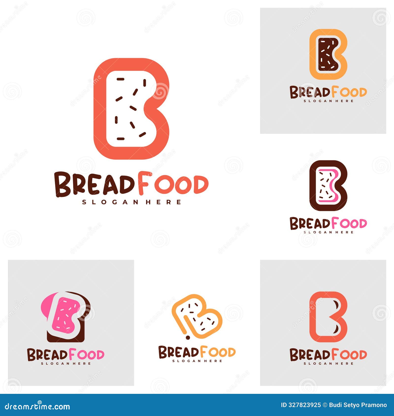 Set of Bread with B Logo Vector Template, Creative Bread Fast Logo ...