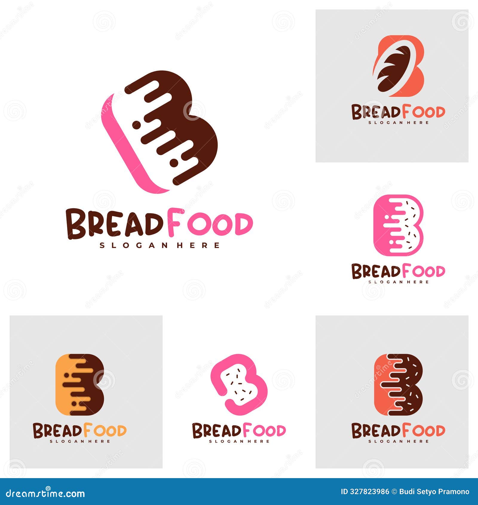Set of Bread with B Logo Vector Template, Creative Bread Fast Logo ...