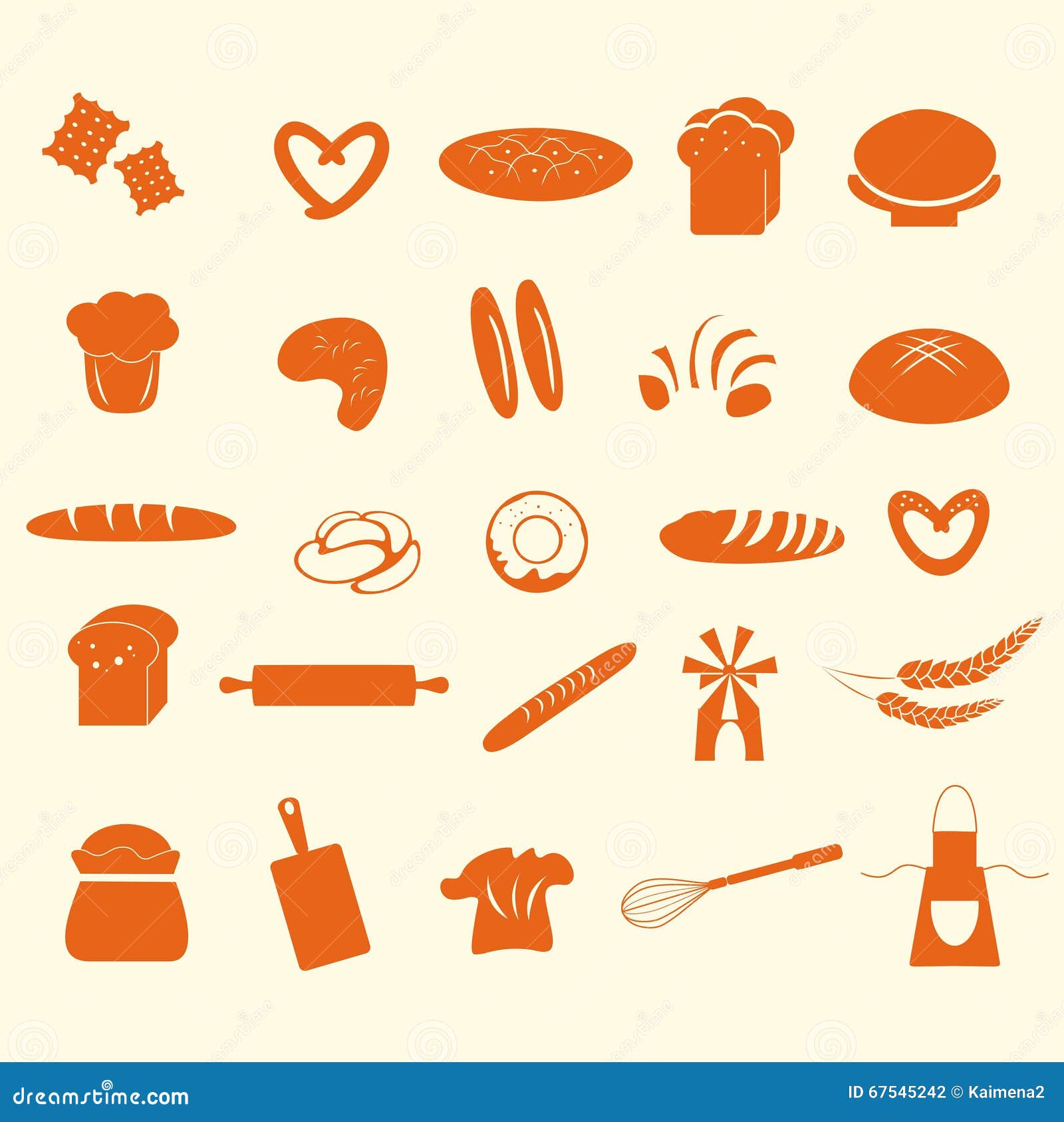 Set of Bread and Bakery Icons. Stock Illustration - Illustration of ...