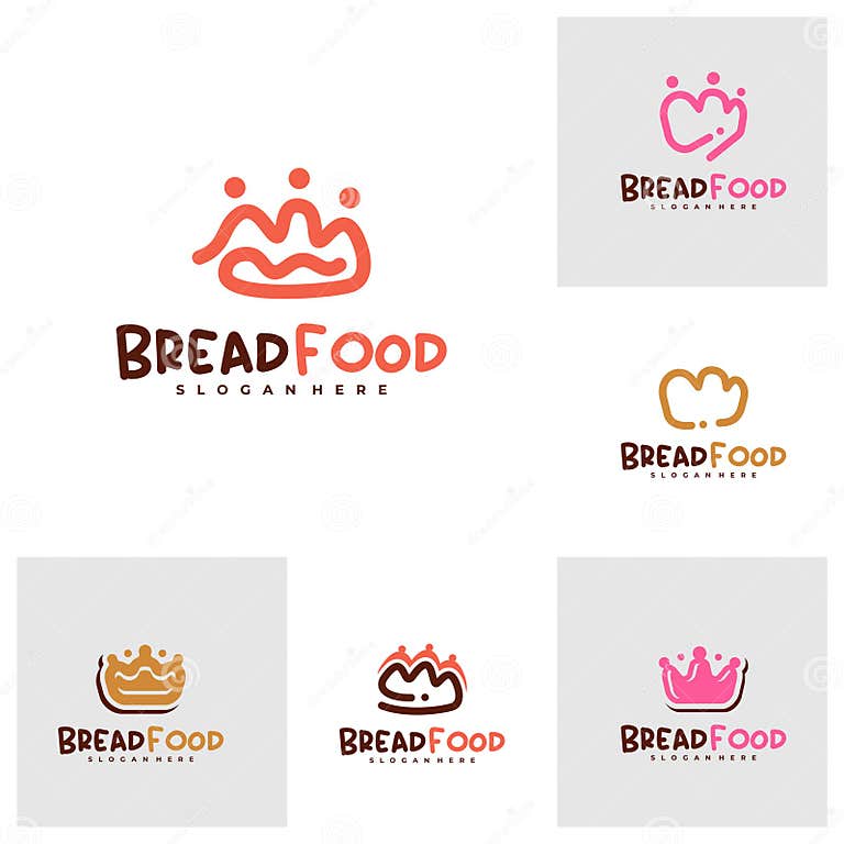 Set of Bread Crown Logo Vector Template, Creative King Bread Logo ...