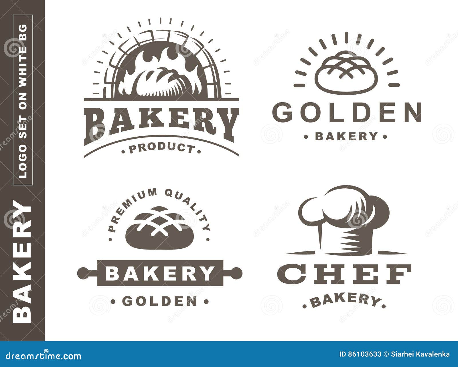 Set Bread Logo - Vector Illustration. Bakery Emblem on White Background ...