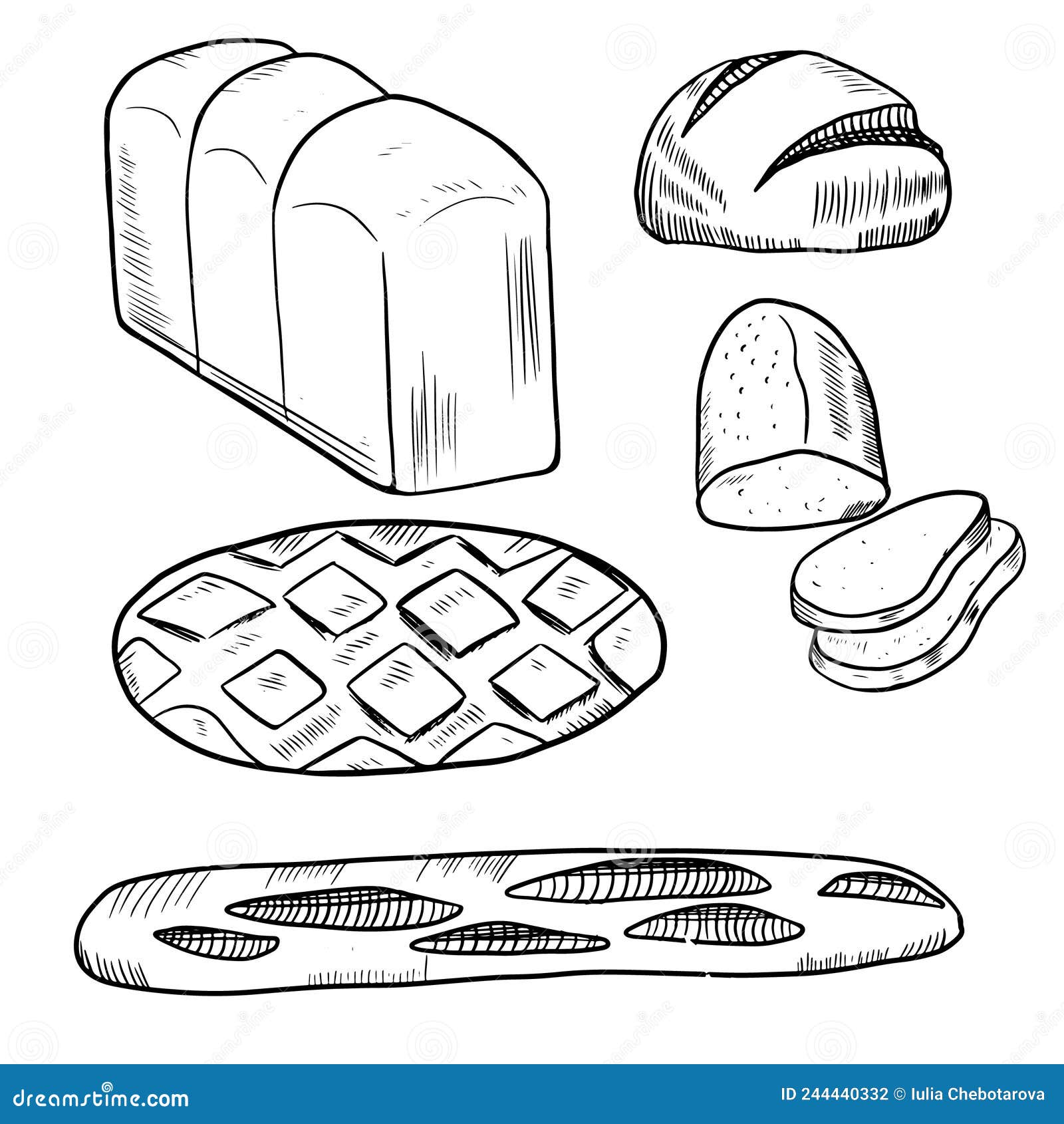 Set of Breads. Graphics Design Stock Vector - Illustration of fresh ...