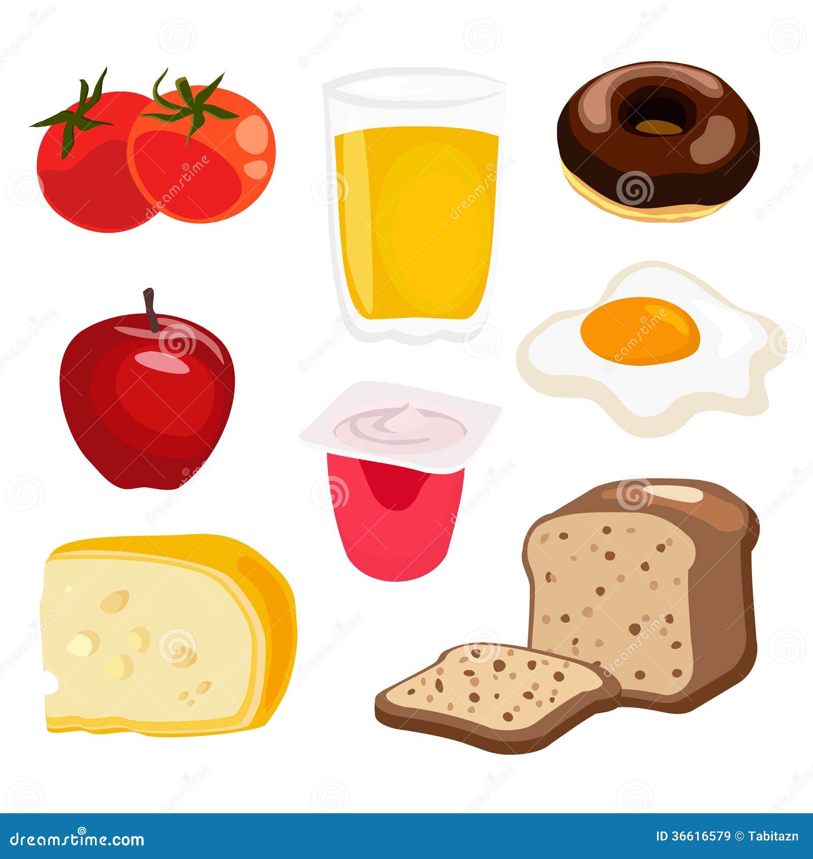 Set of Breakfast Elements, Collection of Food Illustrations Stock Illustration - Illustration of ...