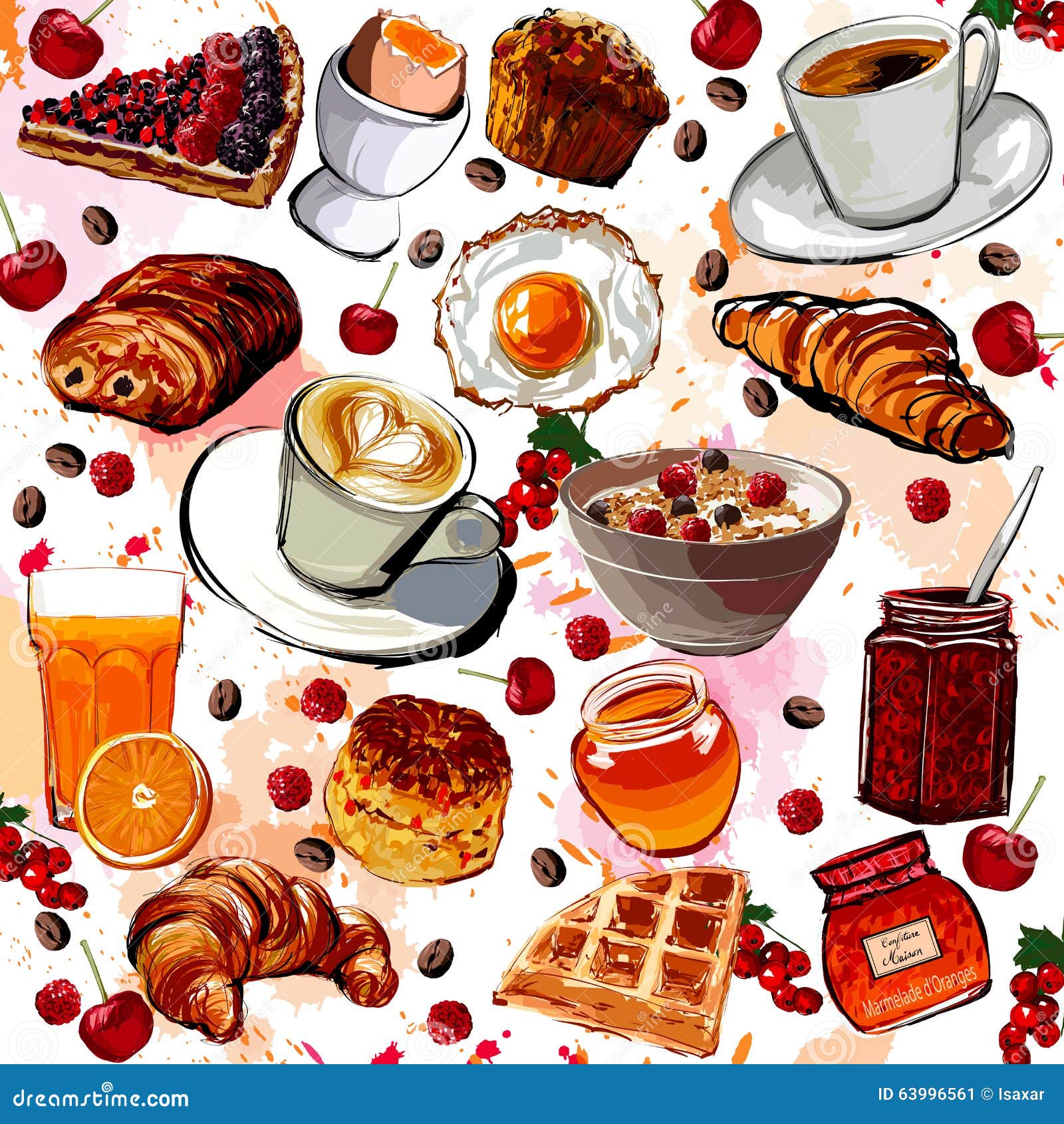 Set of breakfast food stock vector. Illustration of delicious - 63996561