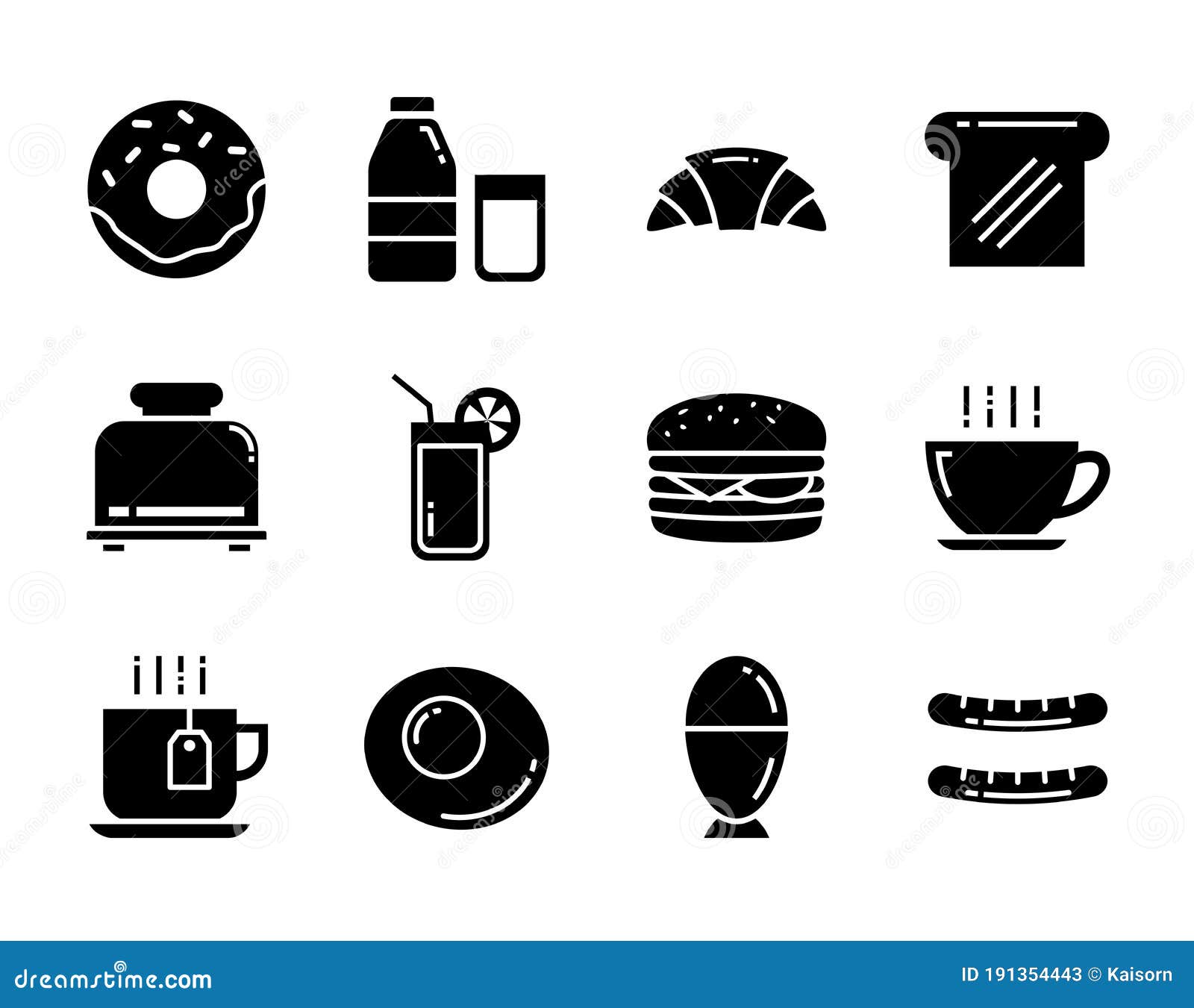 Set of Breakfast Icon Flat Design. Symbols for Website, Magazine, App ...