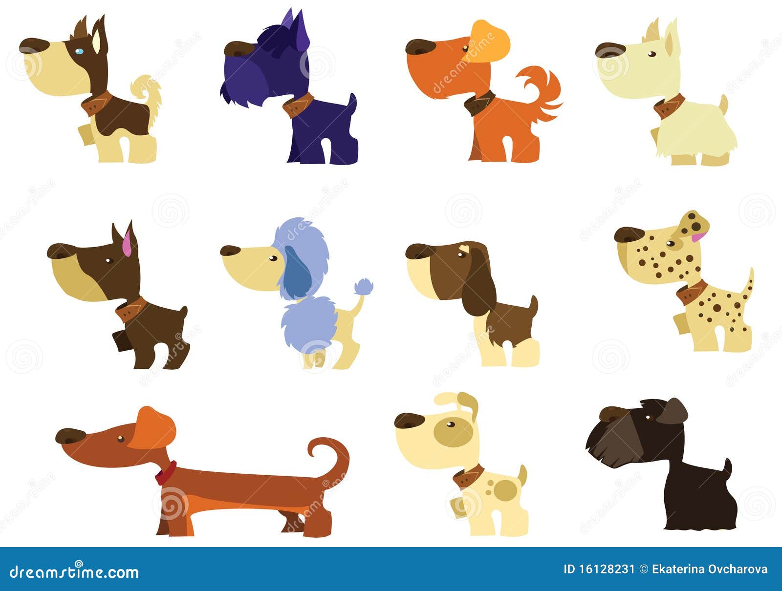 Set breeds of cartoon dog stock illustration. Illustration of chihuahua ...