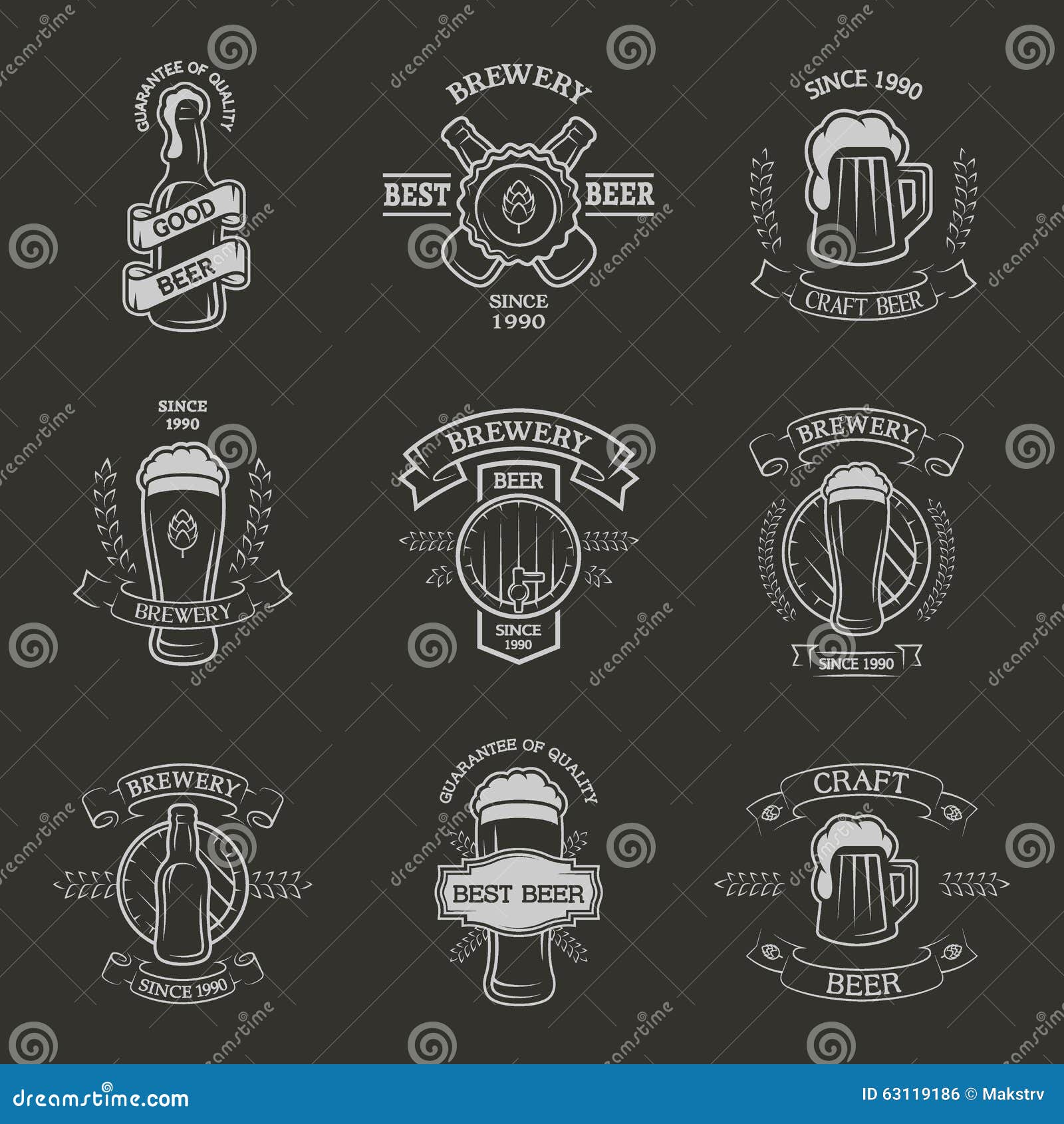 Set brewing emblems stock vector. Illustration of barley - 63119186