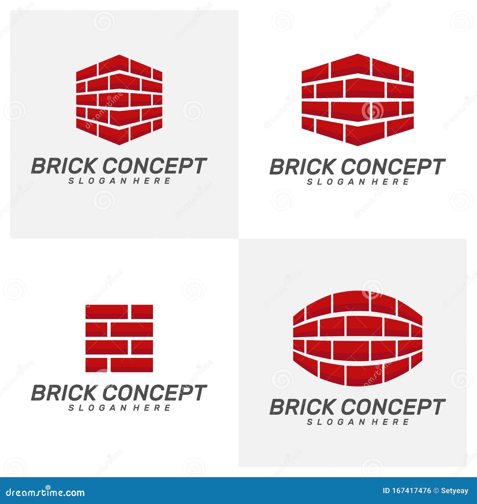 Set of Brick Building Logo Design Vector, Brickwork Simple Modern Logo ...