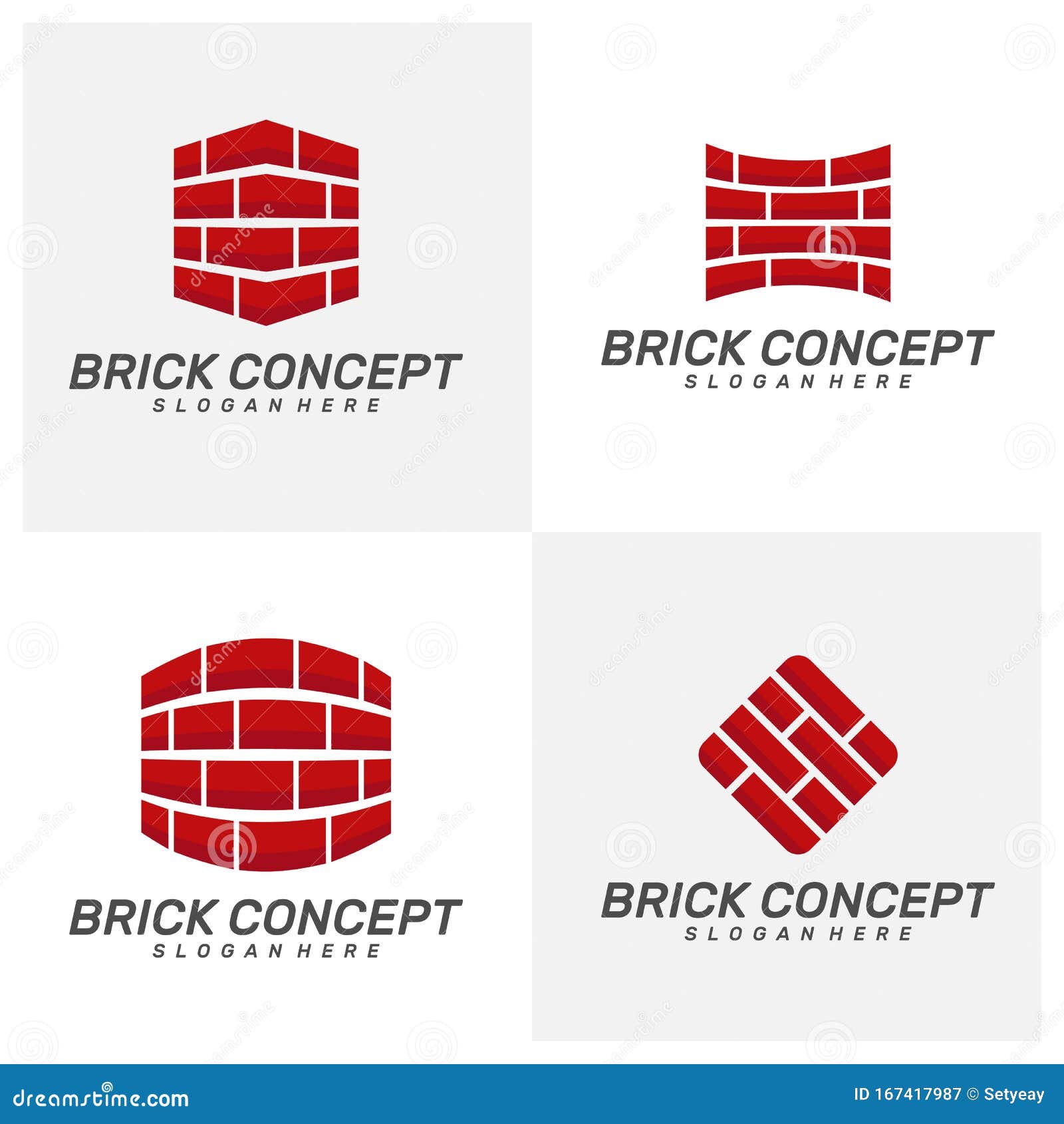 Set of Brick Building Logo Design Vector, Brickwork Simple Modern Logo ...