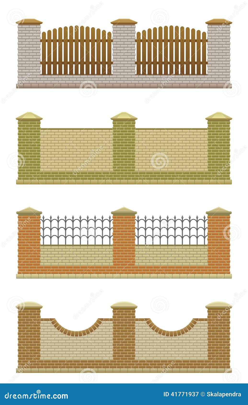 Brick Fence Section Vector In Isometric Projection | CartoonDealer.com ...