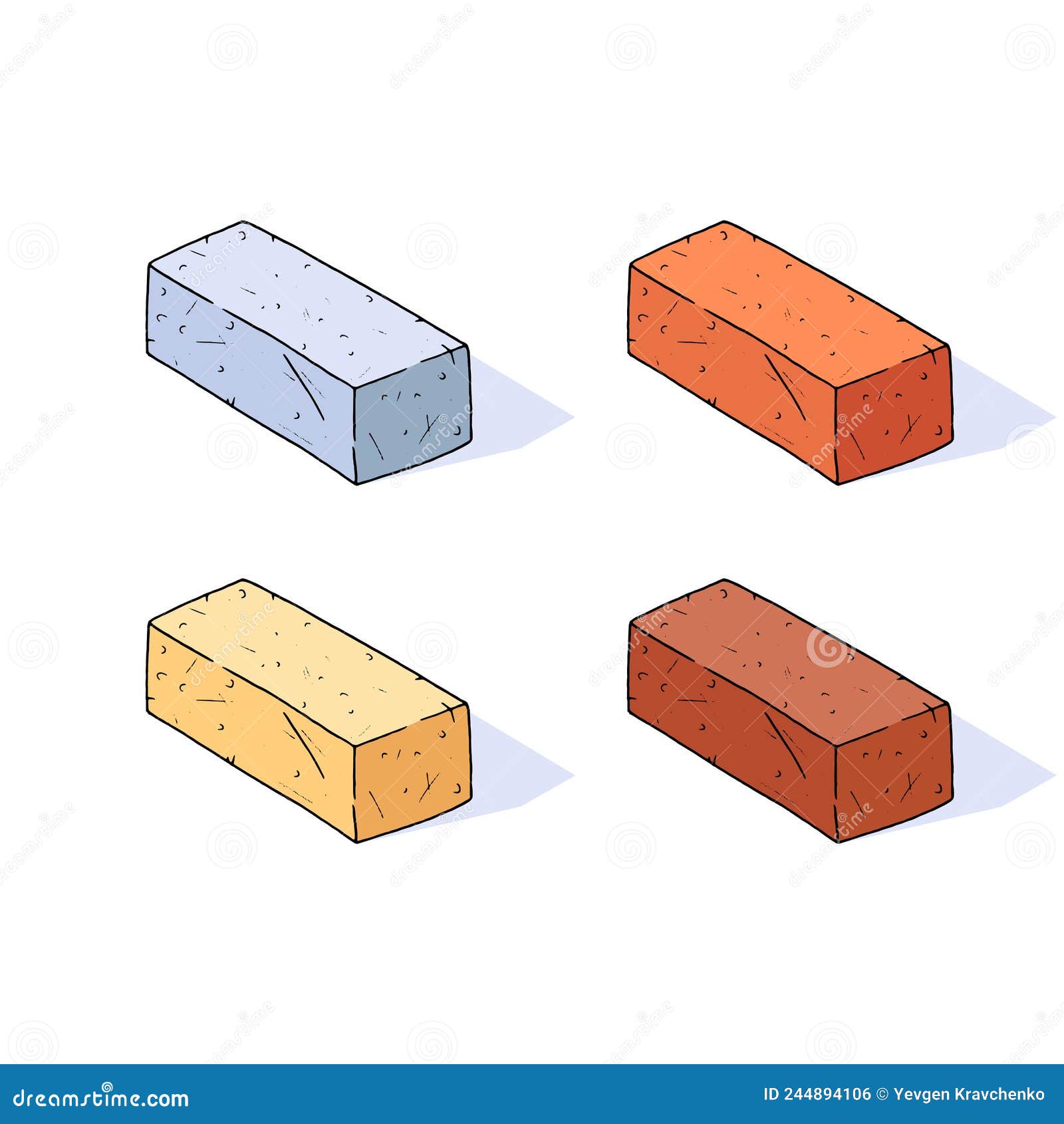 Set Brick Hand Drawn. Vector of Different Brick Building Stock Vector ...