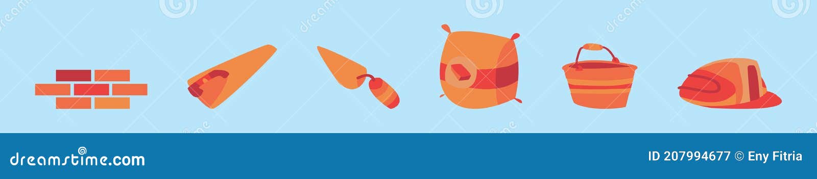 Set of Brick Layer Cartoon Icon Design Template with Various Models ...