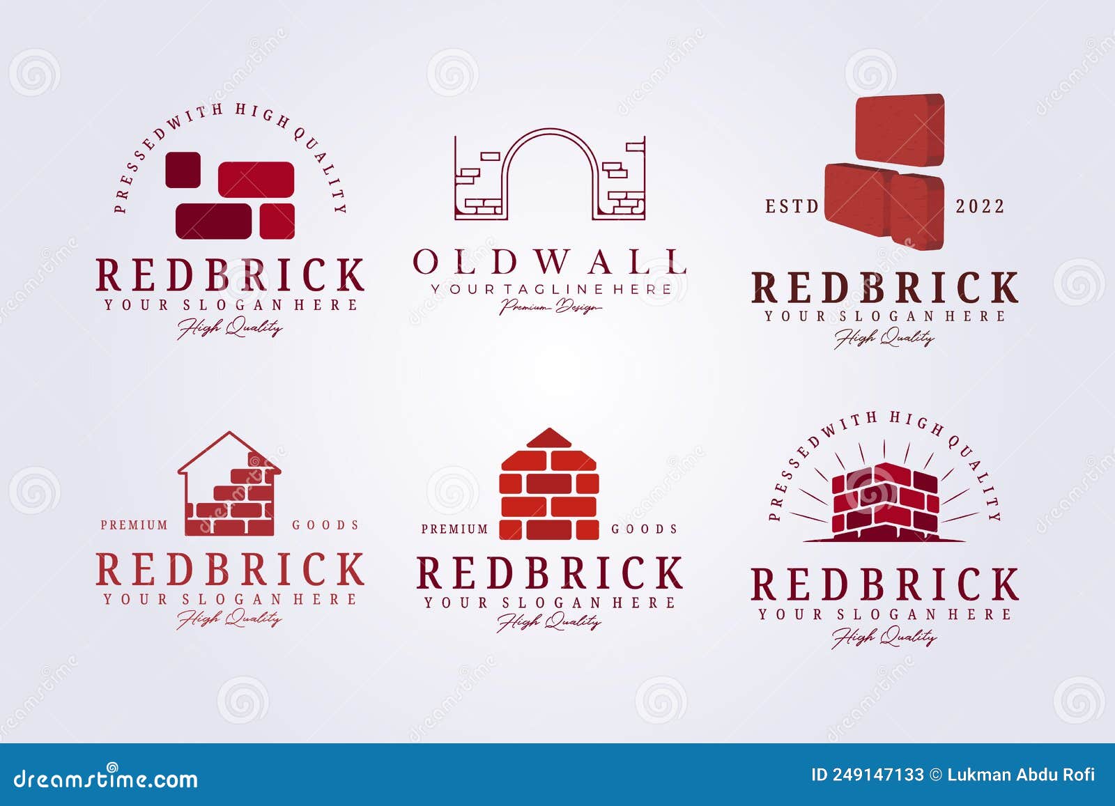 Set of Brick Wall Bricklayer Logo Icon Label Symbol Vector Illustration ...