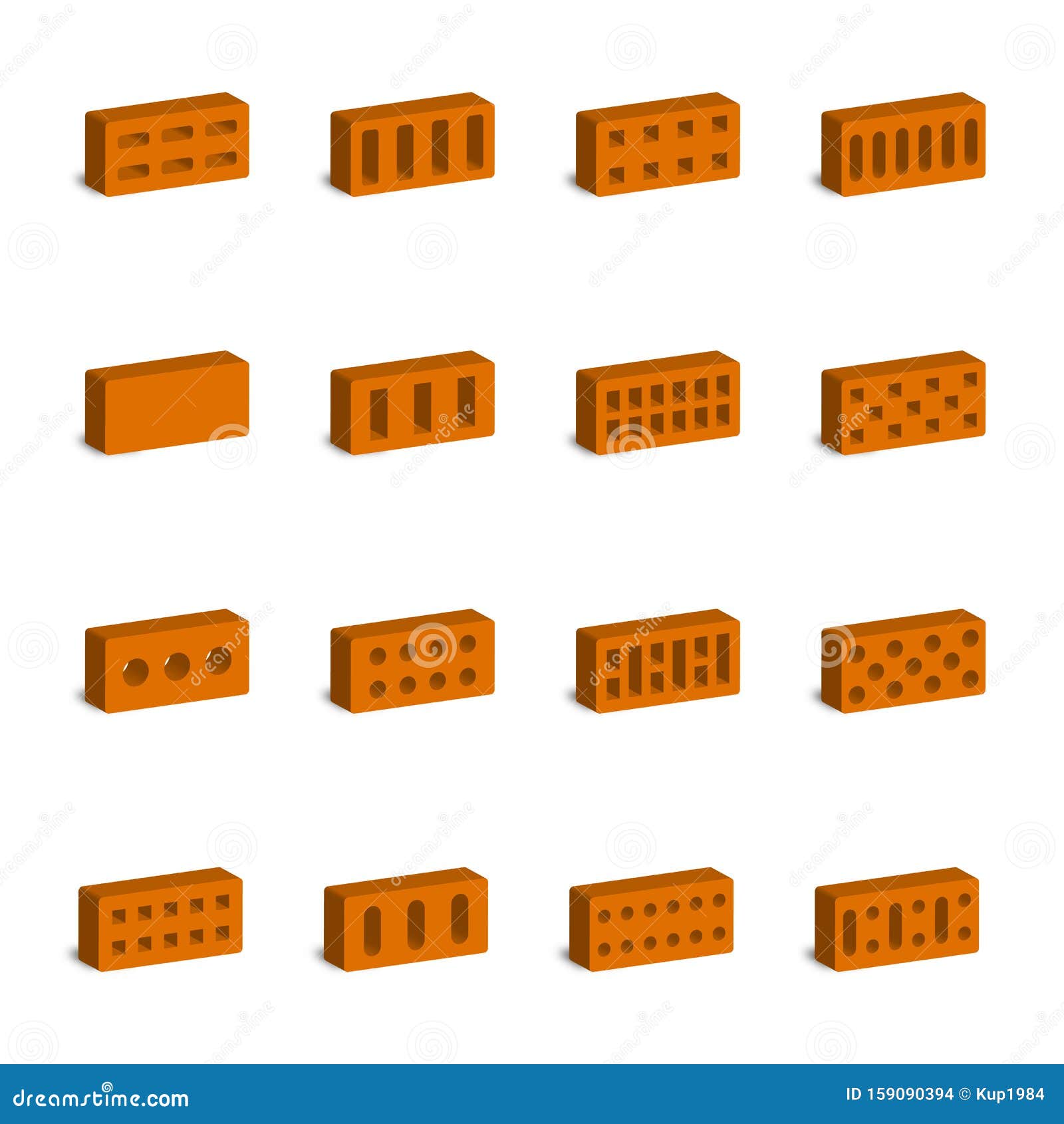 Set of 3D Bricks, Vector Illustration Stock Vector - Illustration of ...