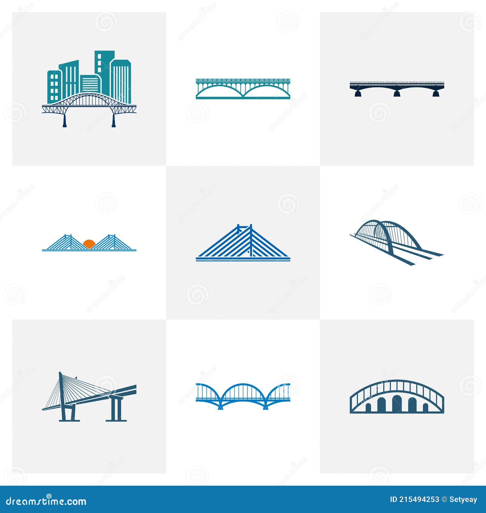 Set of Bridge Logo Design Vector Illustration, Creative Bridge Logo ...