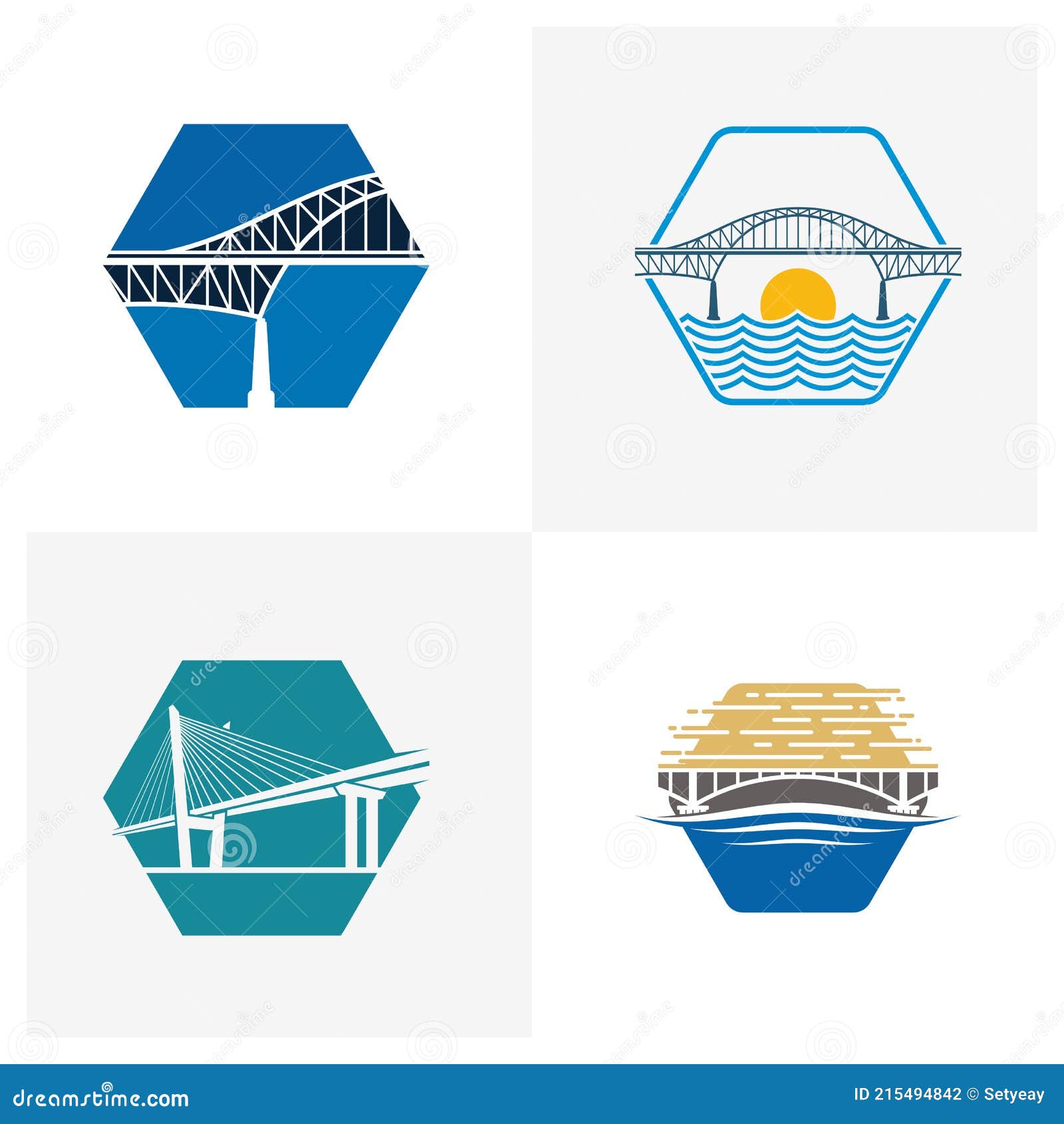 Set of Bridge Logo Design Vector Illustration, Creative Bridge Logo ...