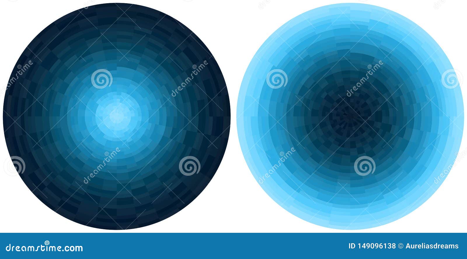 Set of 2 Bright Abstract Blue and Cyan Radial Gradient Circles Isolated ...