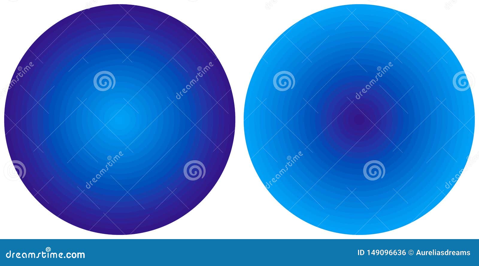 Set of 2 Bright Abstract Blue Radial Gradient Circles Isolated on White ...