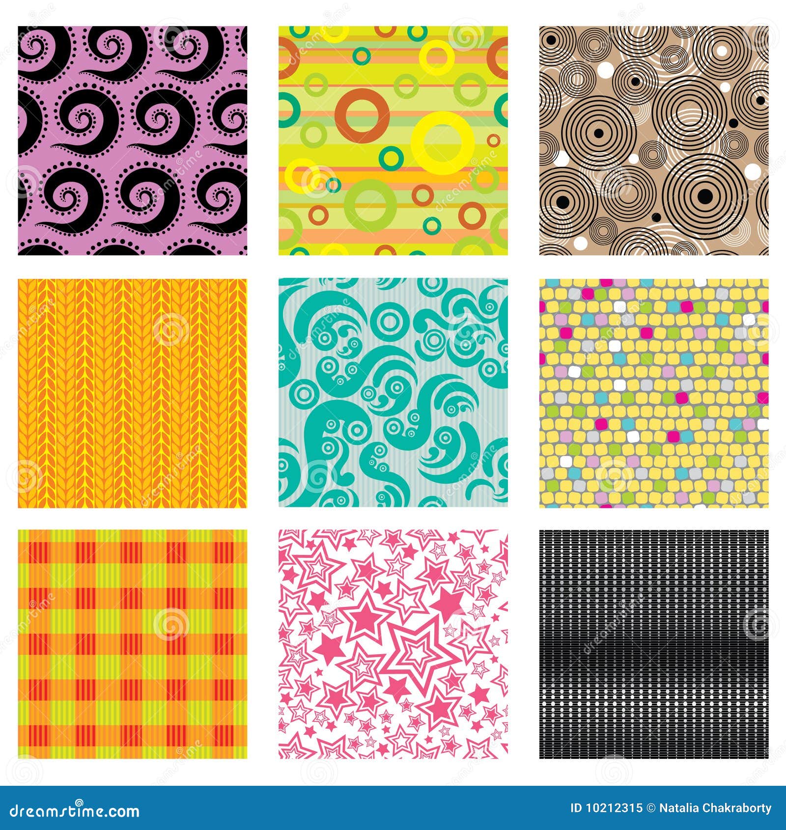 Set of Bright Abstract Patterns Stock Vector - Illustration of involute ...