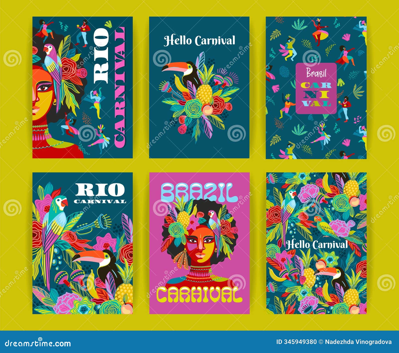 Brazil Carnival Festive Greeting Card With Lettering Typography ...