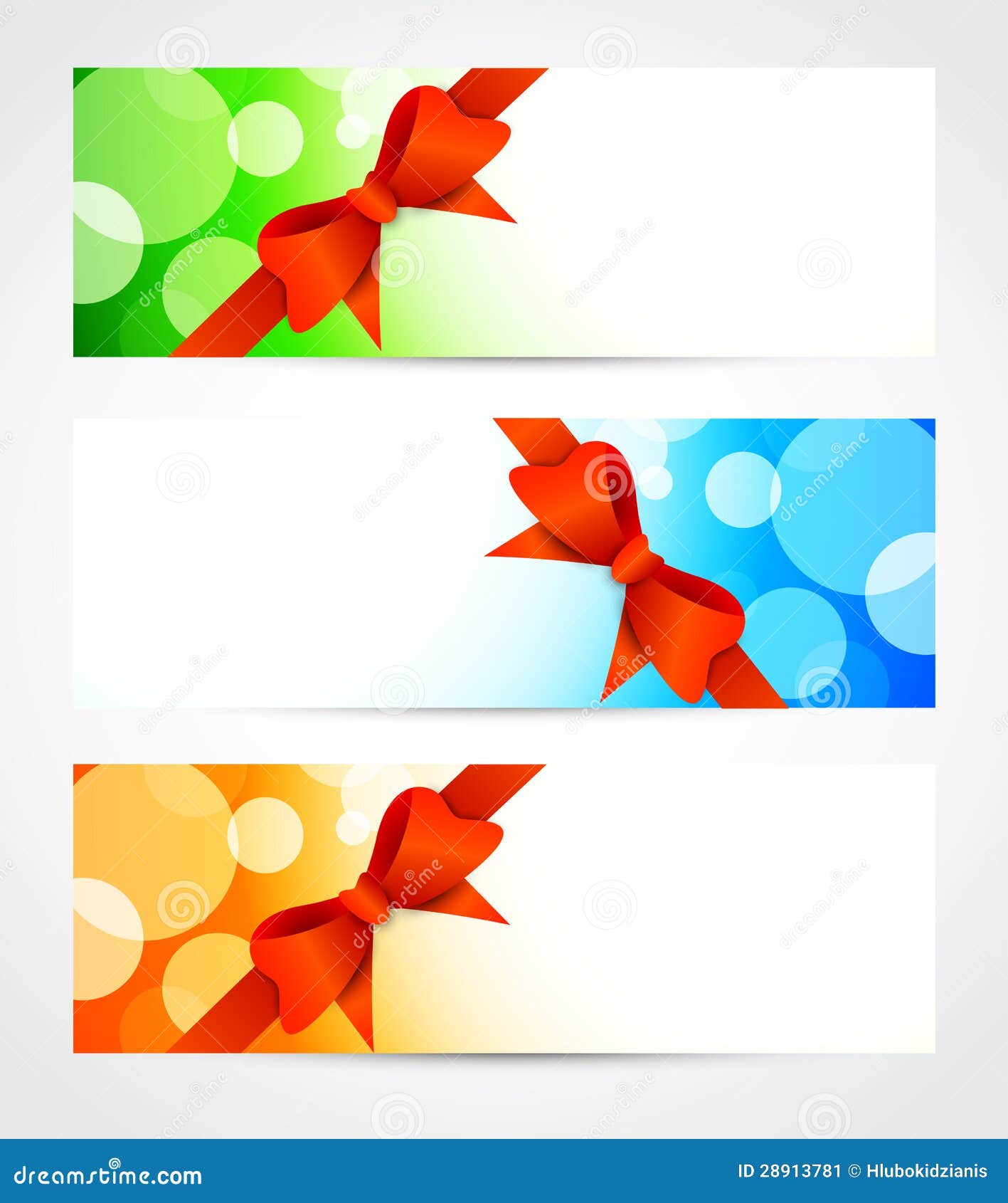Set of Bright Banners with Bow Stock Vector - Illustration of blank ...