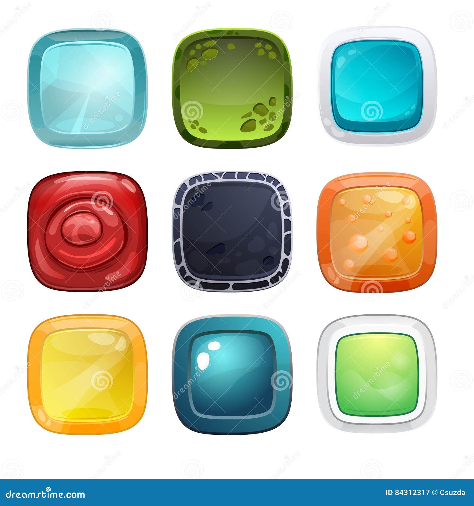 Set of Bright Buttons for Game or Web Design Stock Vector ...