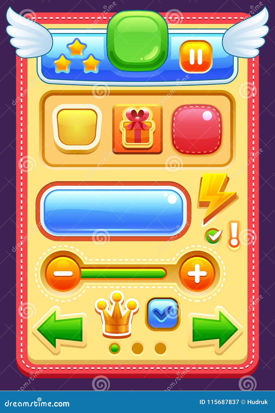 Set of bright buttons stock vector. Illustration of play - 115687837