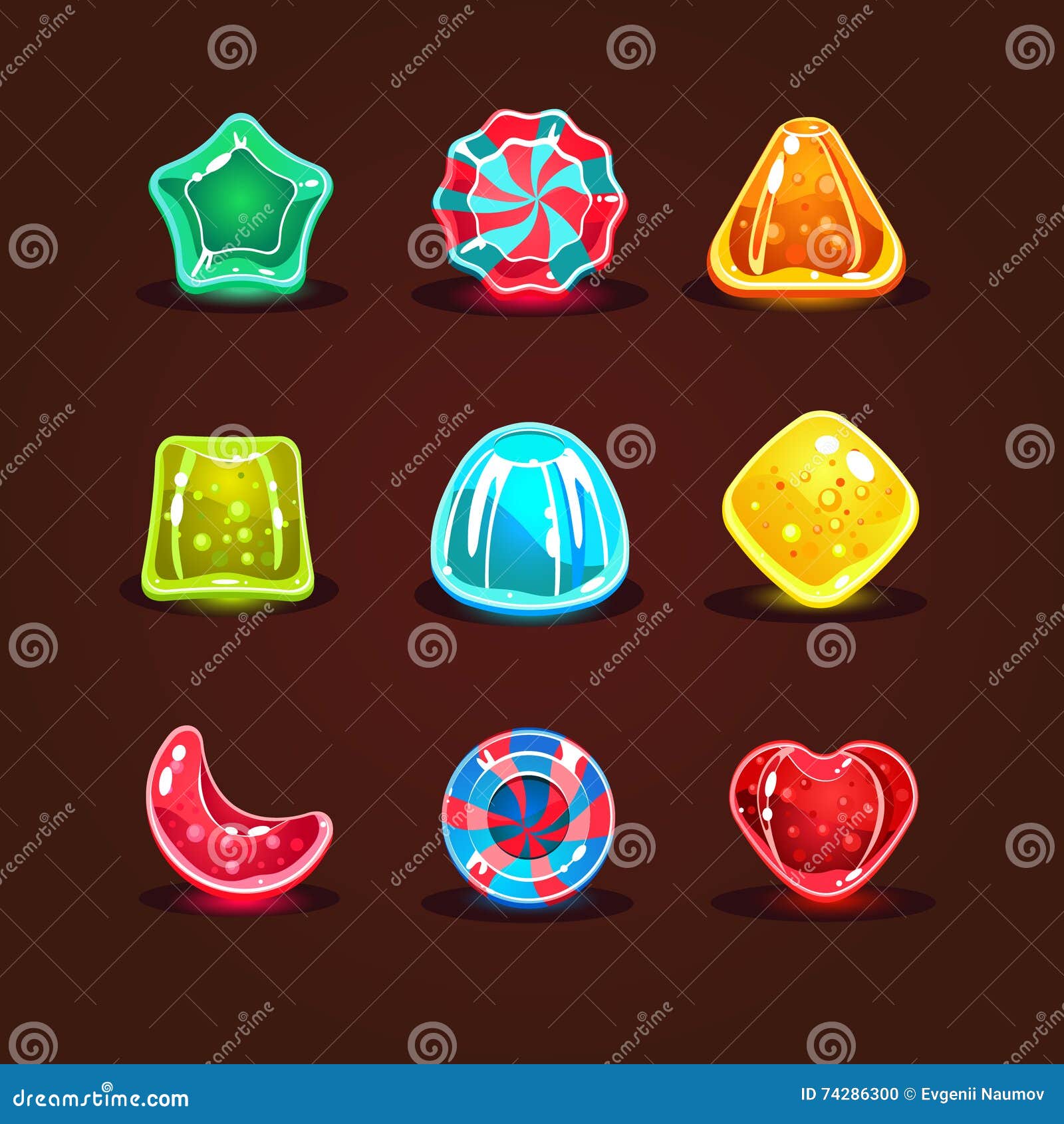 Set of Bright Cartoon Candies Stock Illustration - Illustration of ...