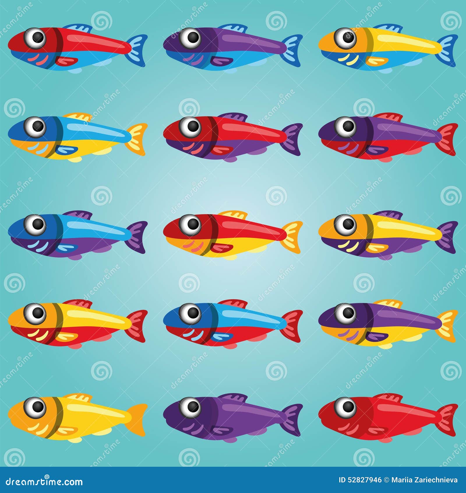 Set of Bright Cartoon Style Fishes Stock Vector - Illustration of ...