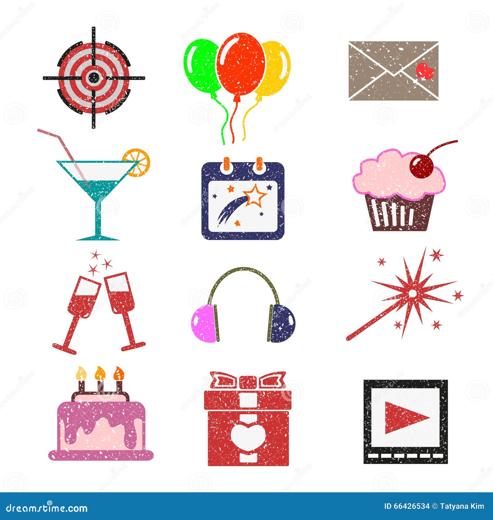 Set of bright color icons stock vector. Illustration of love - 66426534