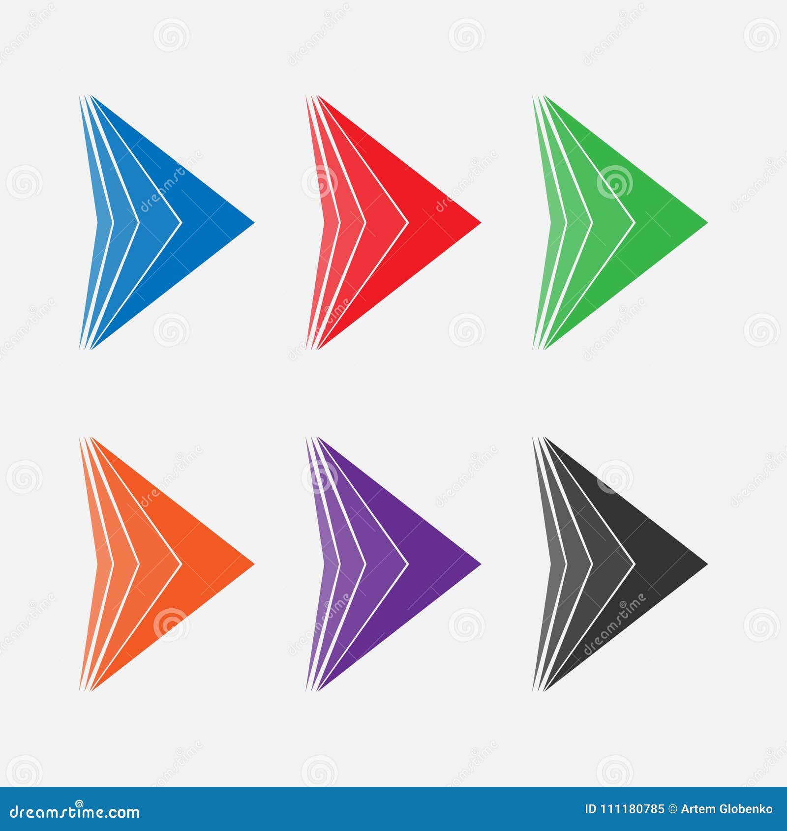 Set of Bright Colored Arrows. Stock Vector - Illustration of orange ...