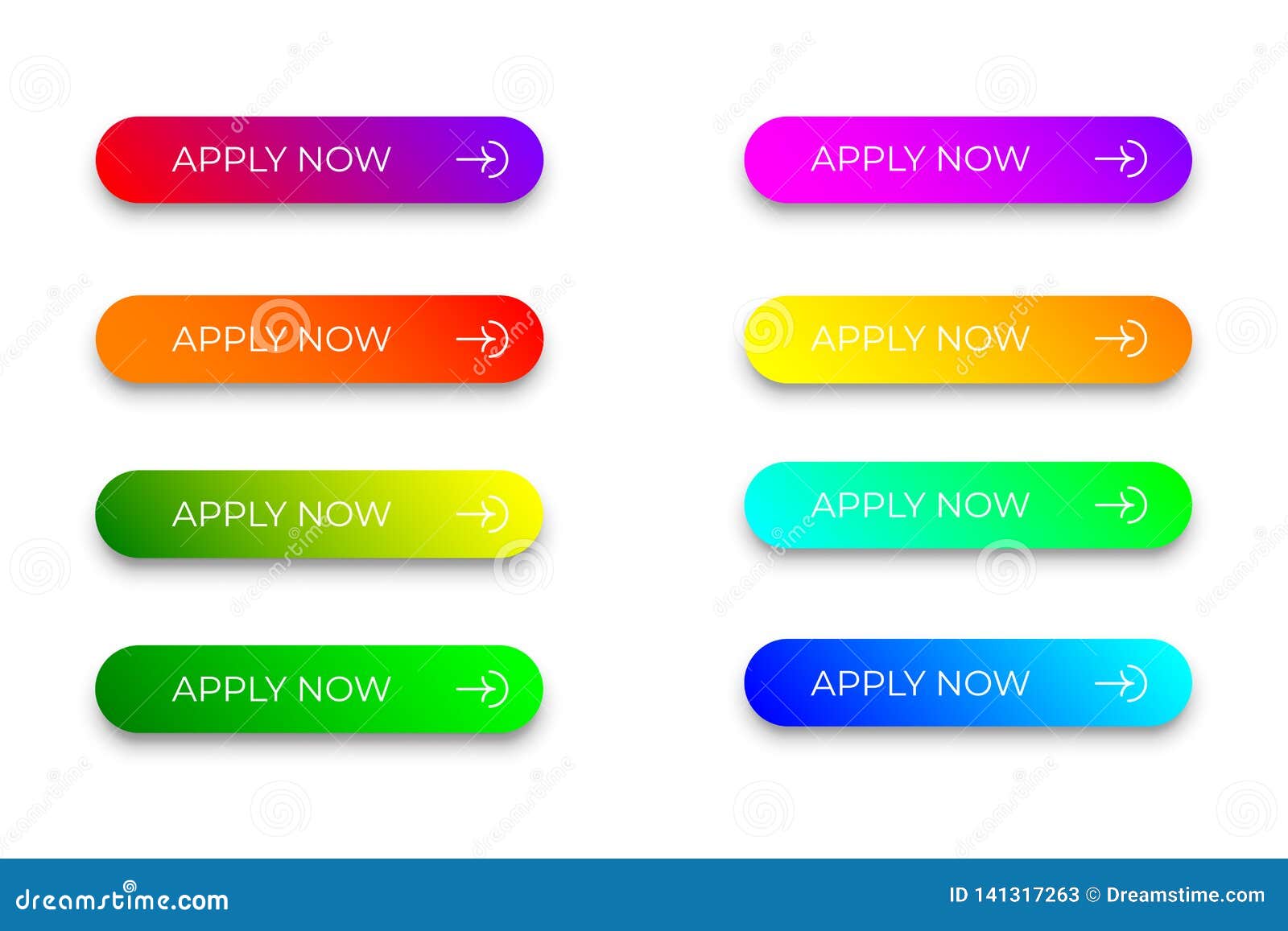 Set of Bright Colorful Apply Now Buttons Stock Vector - Illustration of ...
