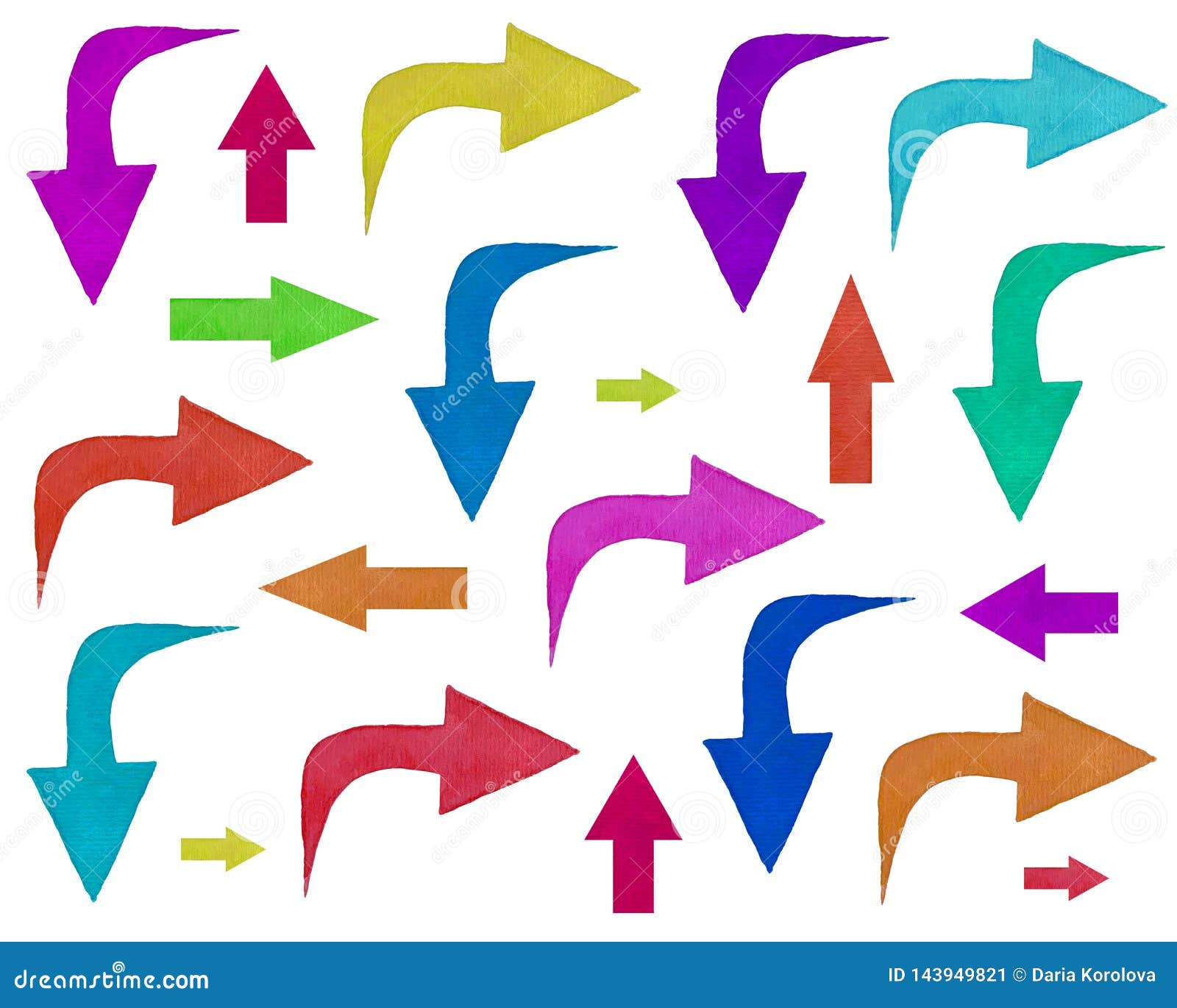 Set of Bright Colorful Arrows on White Background Stock Illustration ...