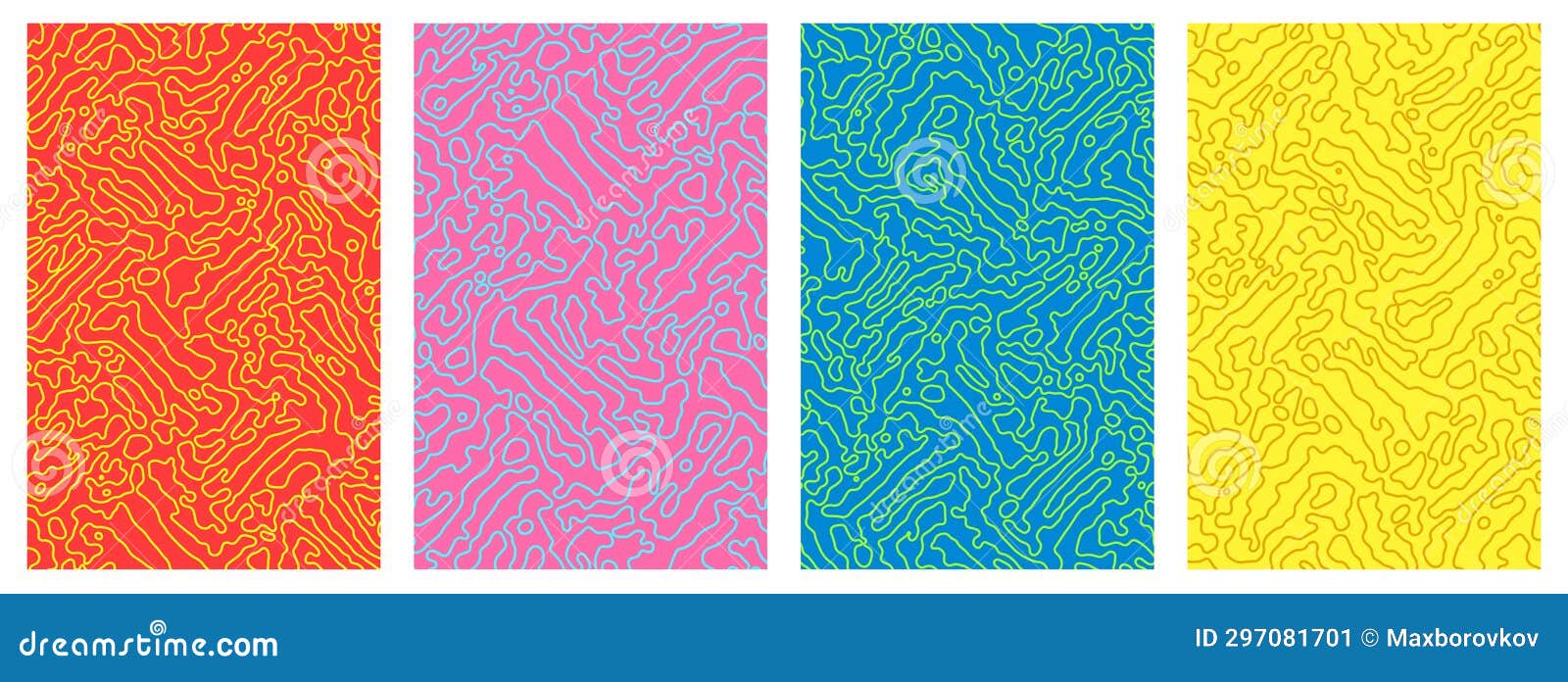 Set of Bright Colorful Cards with Textures. Abstract Turing Ornament ...