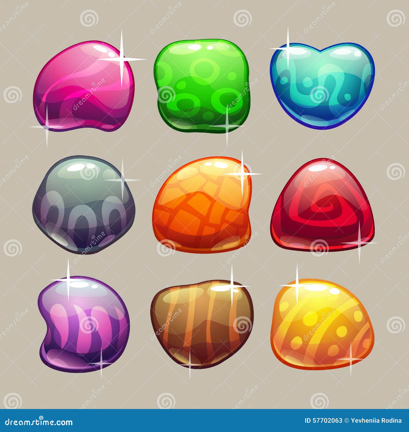Set of Bright Colorful Glossy Stones Stock Illustration - Illustration ...