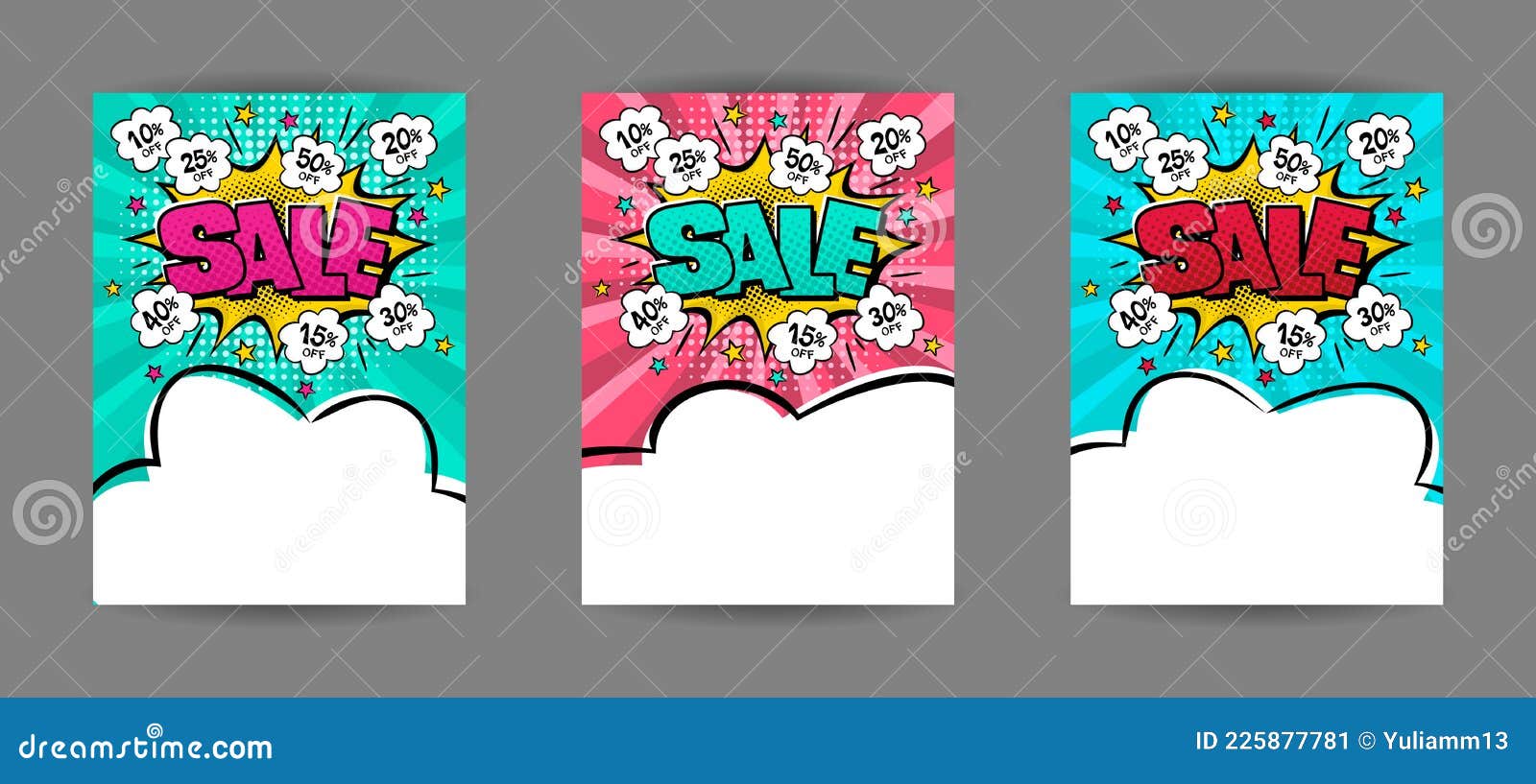 Set Of Comic Banners. Cartoon Text Frame On A Cloud Background Vector ...