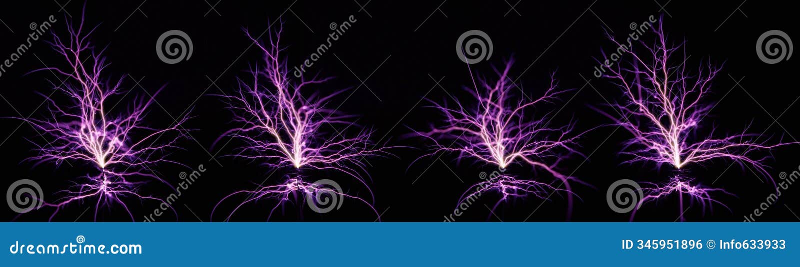 Set Of Bright Electric Lightning Emanates From Electric Coils In The ...