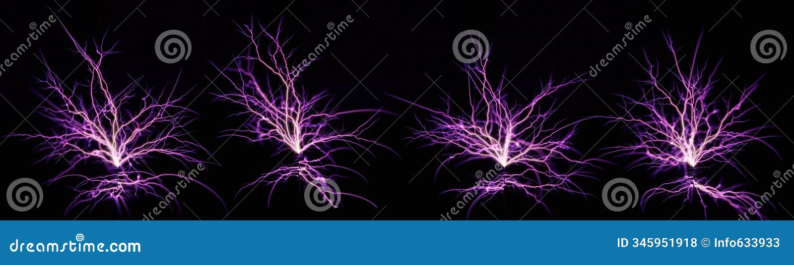 Set Of Bright Electric Lightning Emanates From Electric Coils In The ...