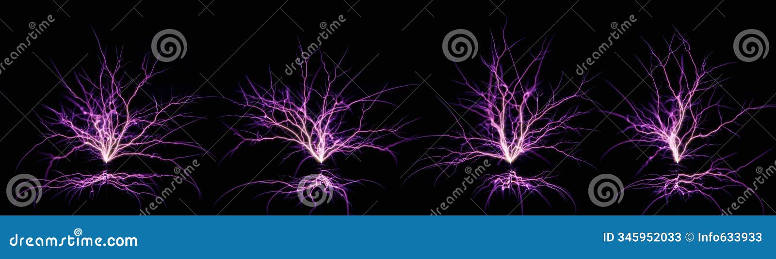 Set Of Bright Electric Lightning Emanates From Electric Coils In The ...