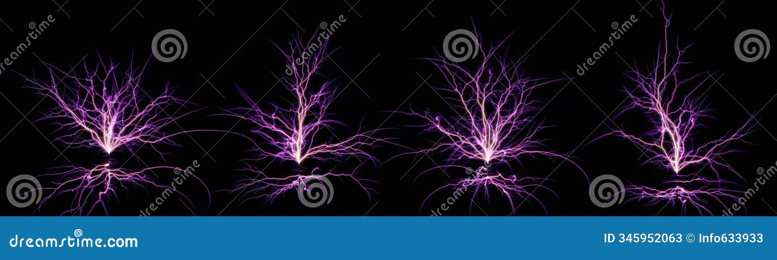 Set Of Bright Electric Lightning Emanates From Electric Coils In The ...