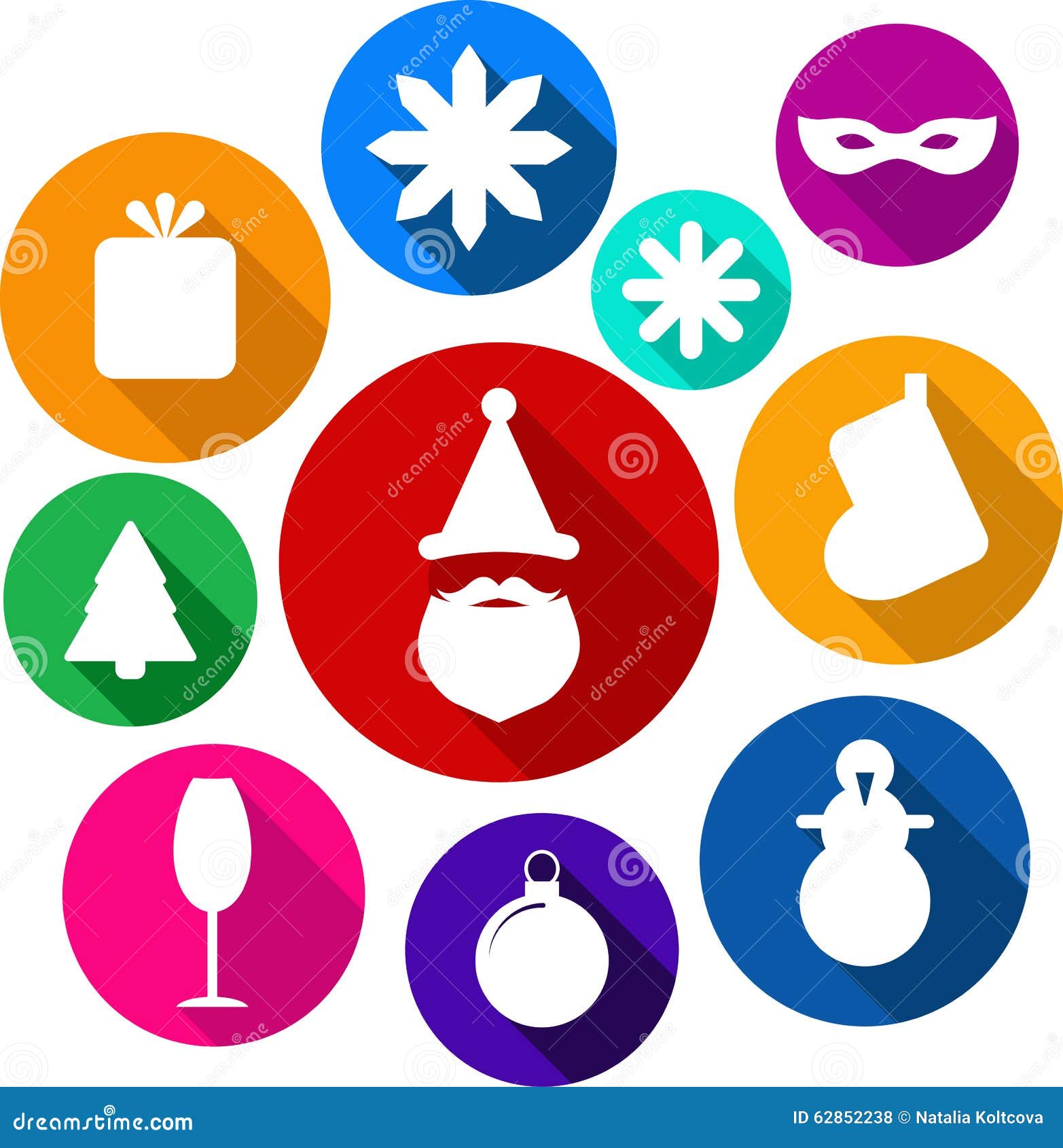 Set of Bright Flat Xmas Icons Stock Vector - Illustration of collection ...