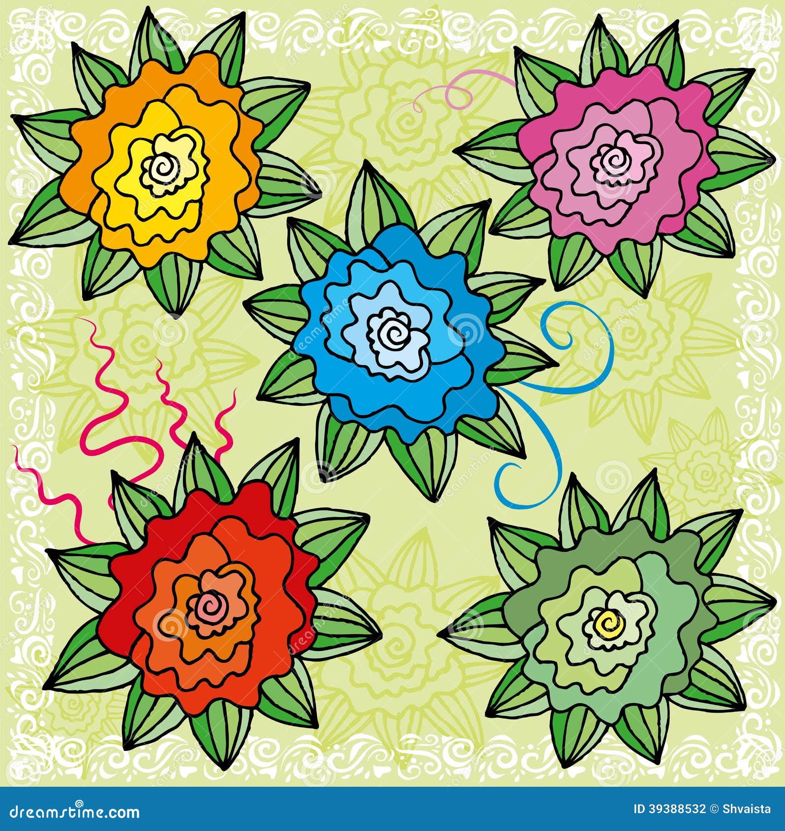 Set of bright flowers stock vector. Illustration of flower - 39388532